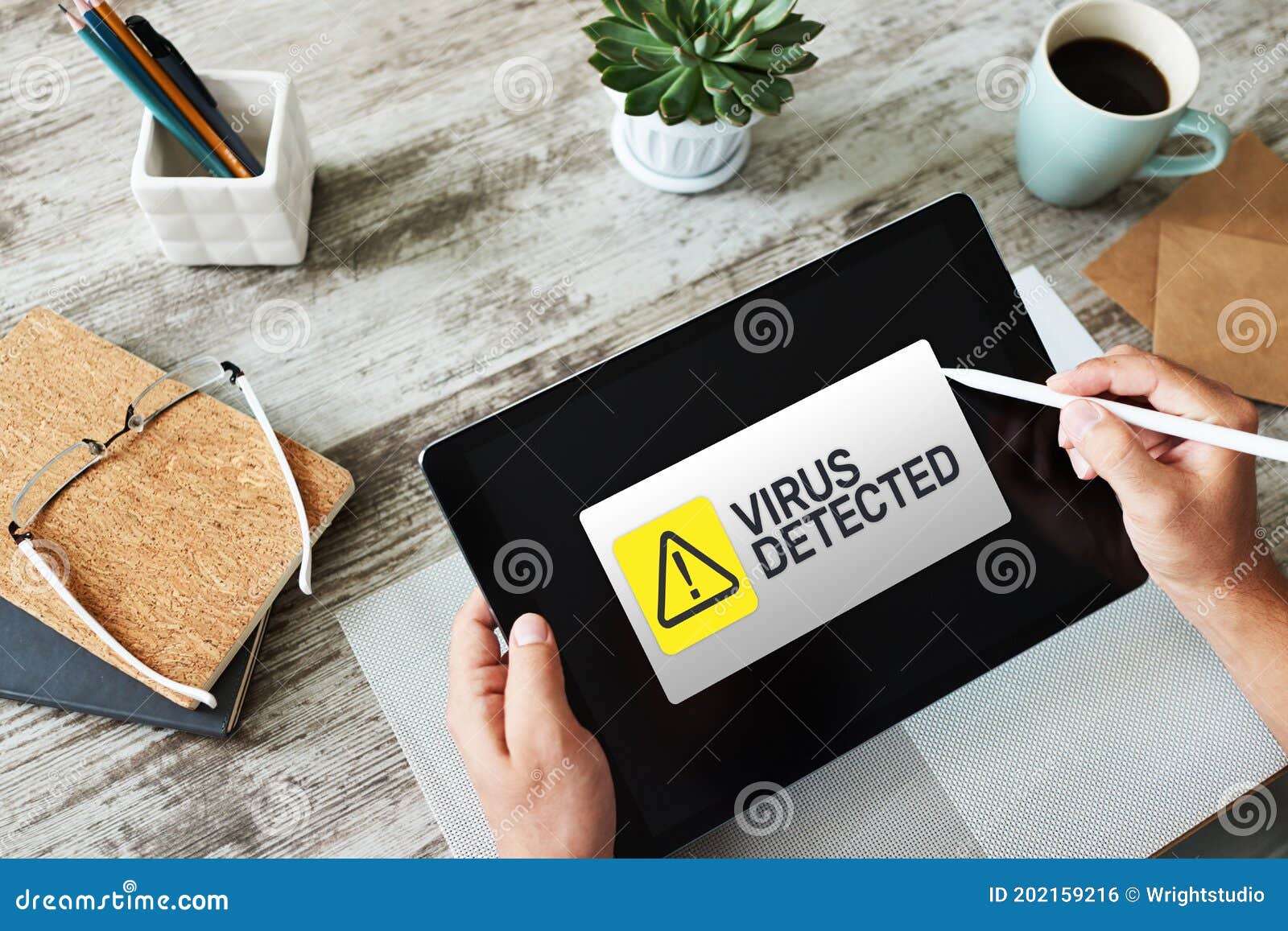 Virus Detected Warning Message on Screen. Cyber Security Breach. Data ...