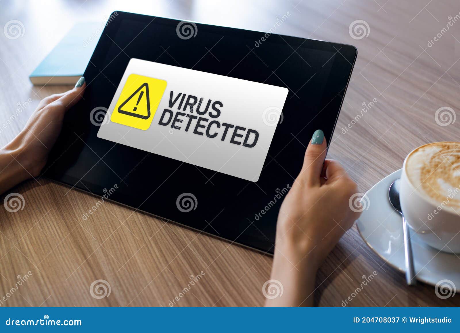 Virus Detected Warning Message on Screen. Cyber Security Breach. Data ...