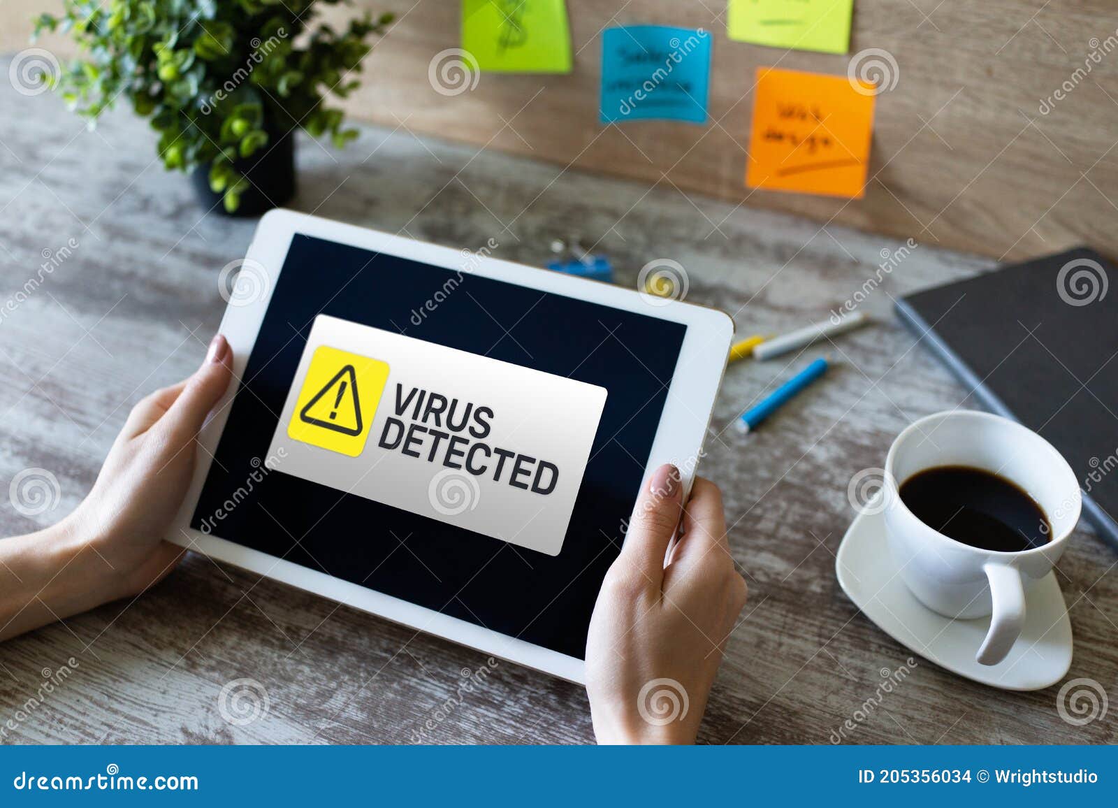 Virus Detected Warning Message on Screen. Cyber Security Breach. Data ...