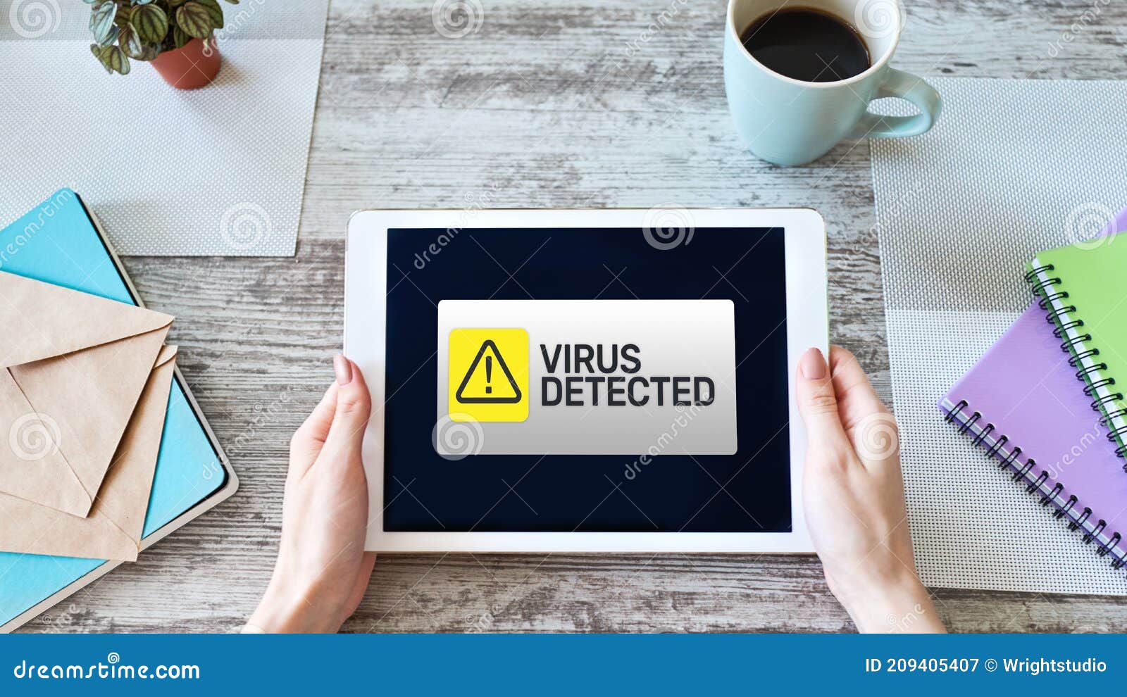 Virus Detected Warning Message on Screen. Cyber Security Breach. Data ...
