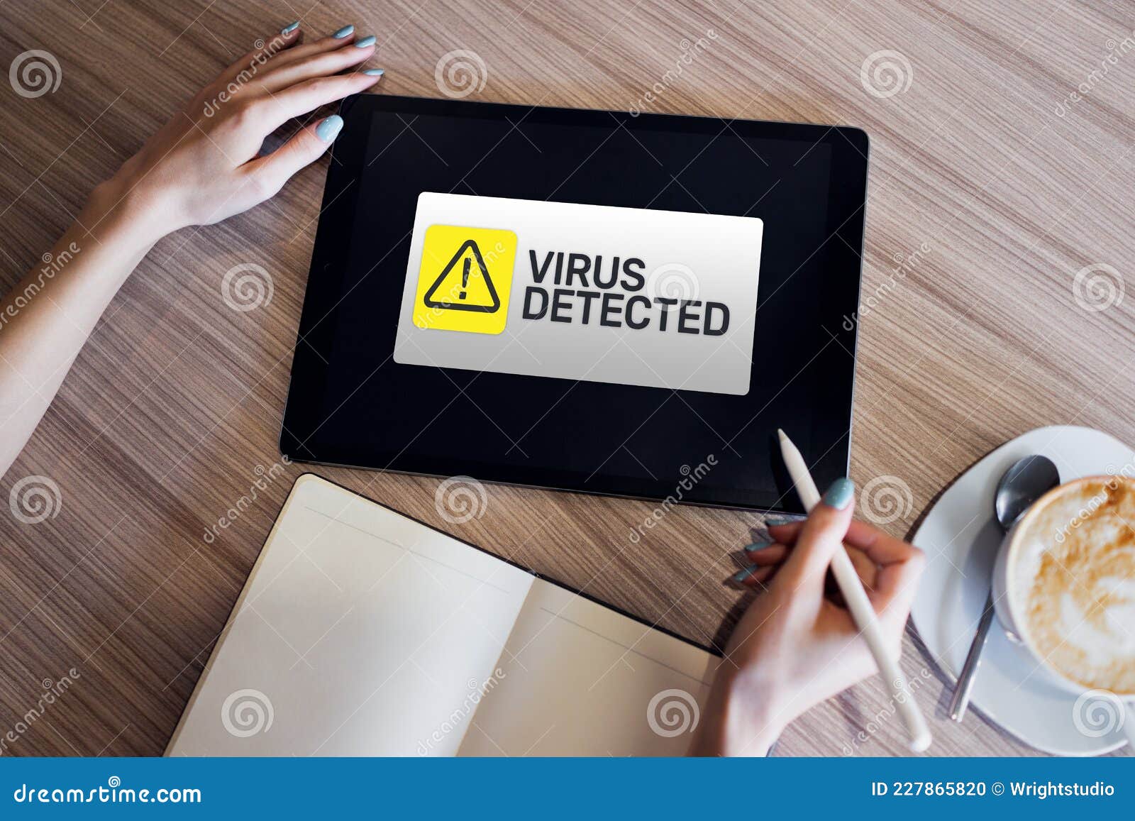Virus Detected Warning Message on Screen. Cyber Security Breach Stock ...