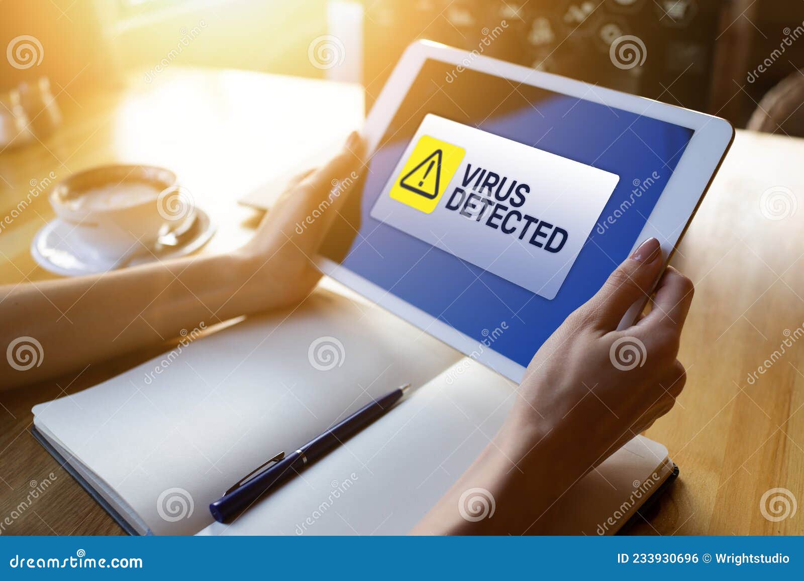 Virus Detected Warning Message on Screen. Cyber Security Breach Stock ...