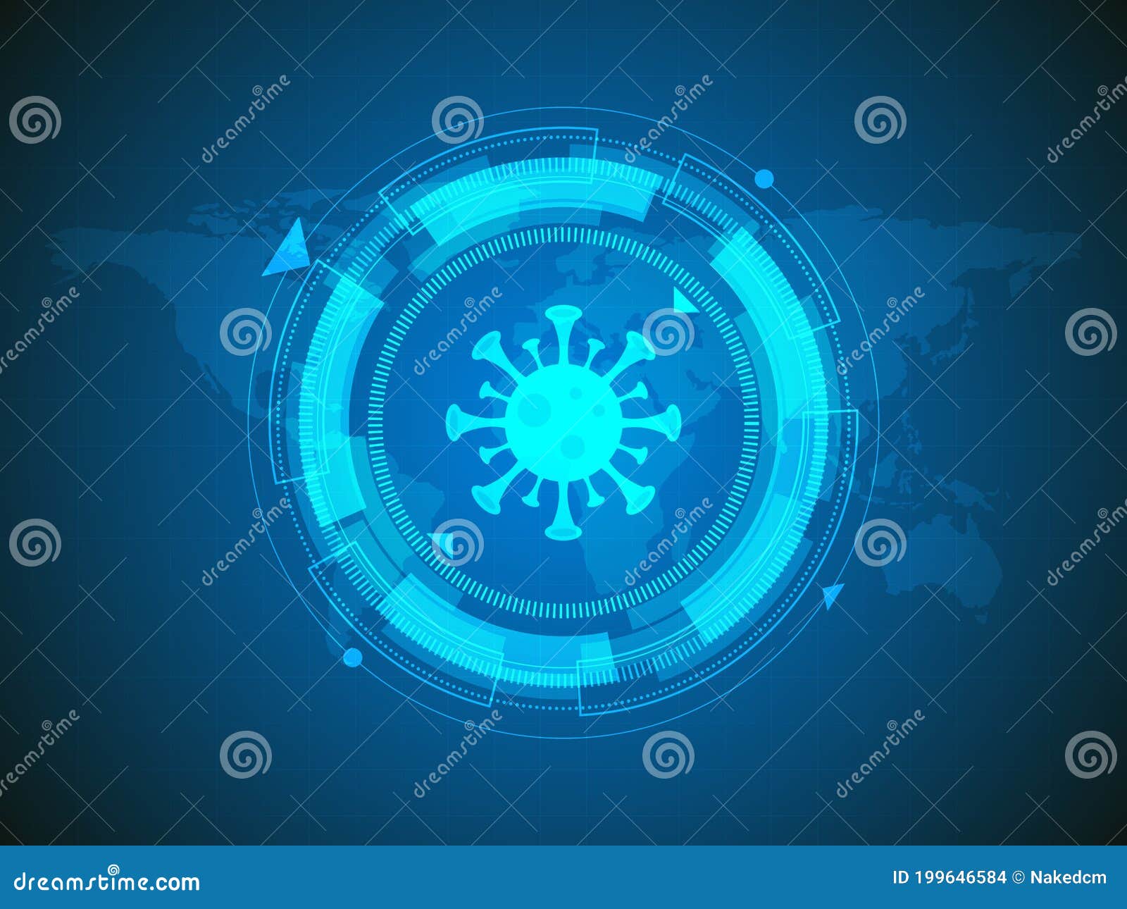 Virus Detected on World Map Technology Background Stock Vector ...
