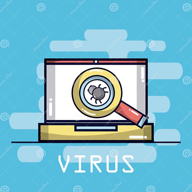 Virus Detection Security System Stock Vector - Illustration of glass ...