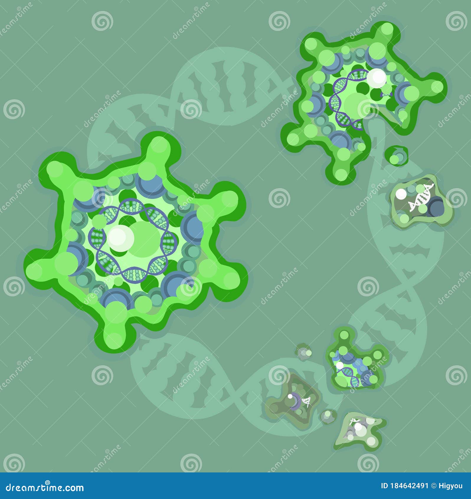 Virus DNA Breaking Cartoon stock vector. Illustration of green - 184642491