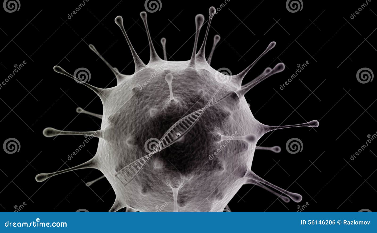 Virus With DNA Helix Inside On Black Background Stock Photo ...