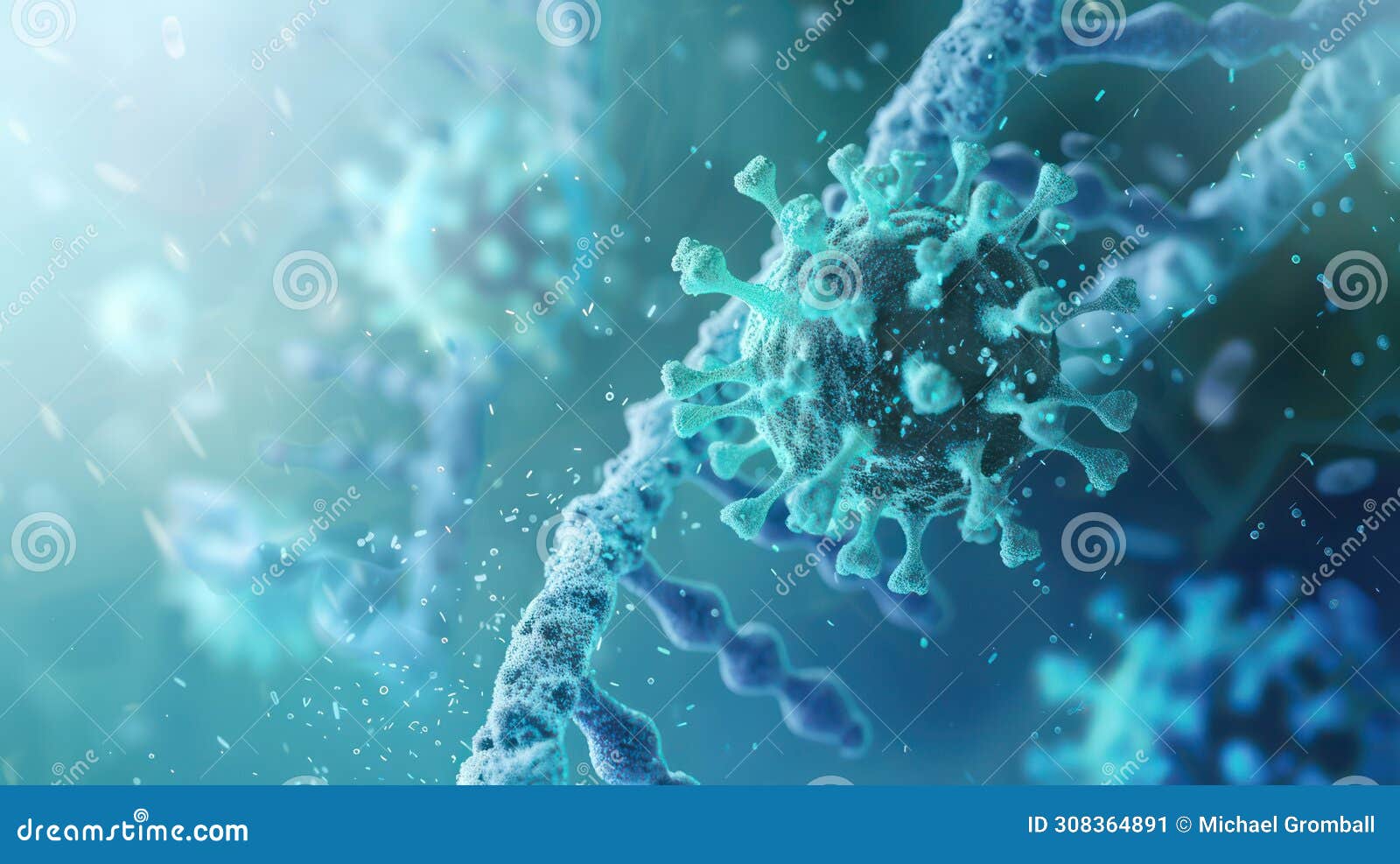 Virus Dna on a Medical Background Created with Generative AI. Cells and ...