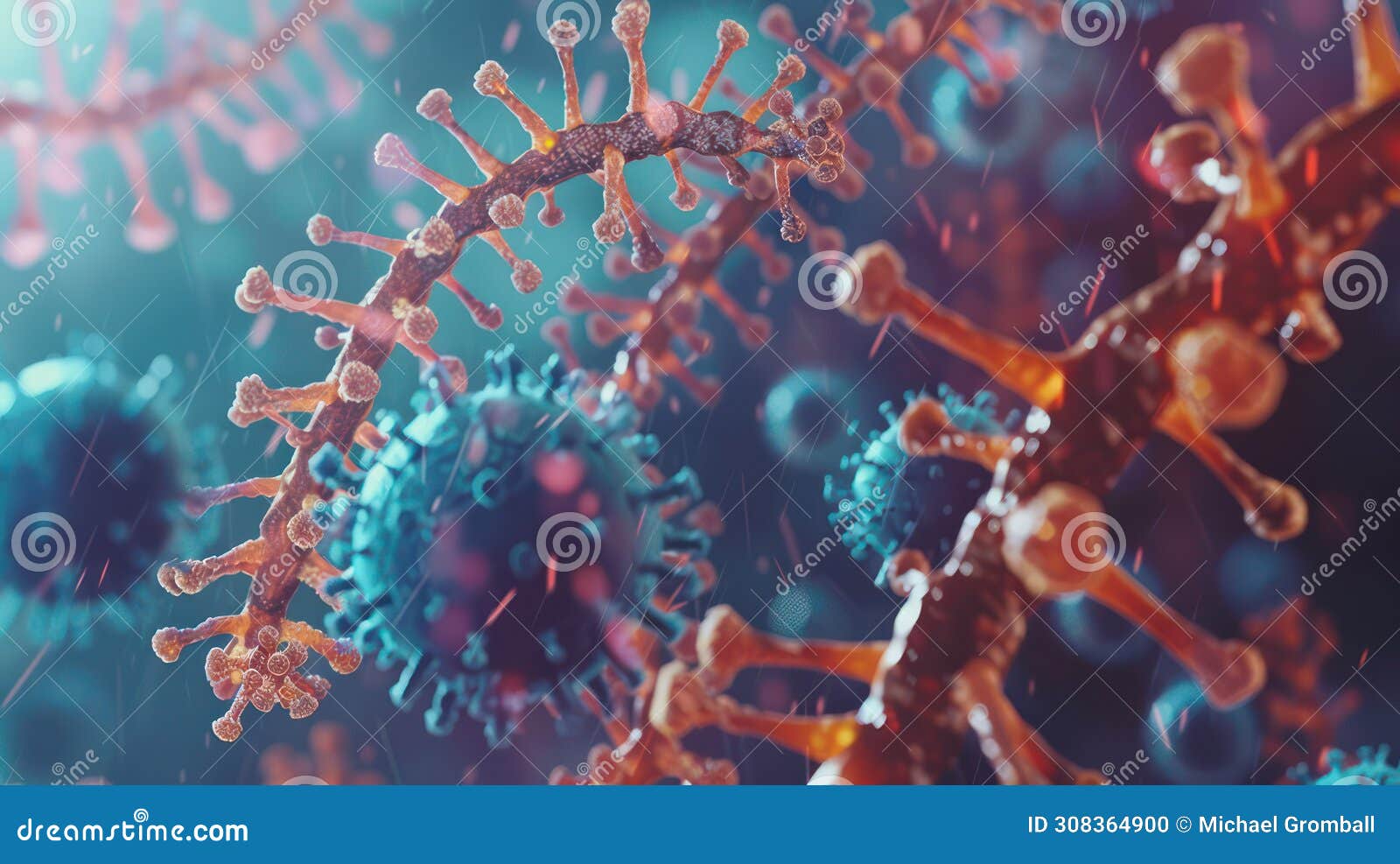 Virus Dna on a Medical Background Created with Generative AI. Cells and ...