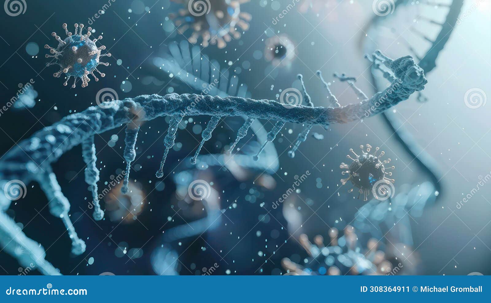 Virus Dna on a Medical Background Created with Generative AI. Cells and ...