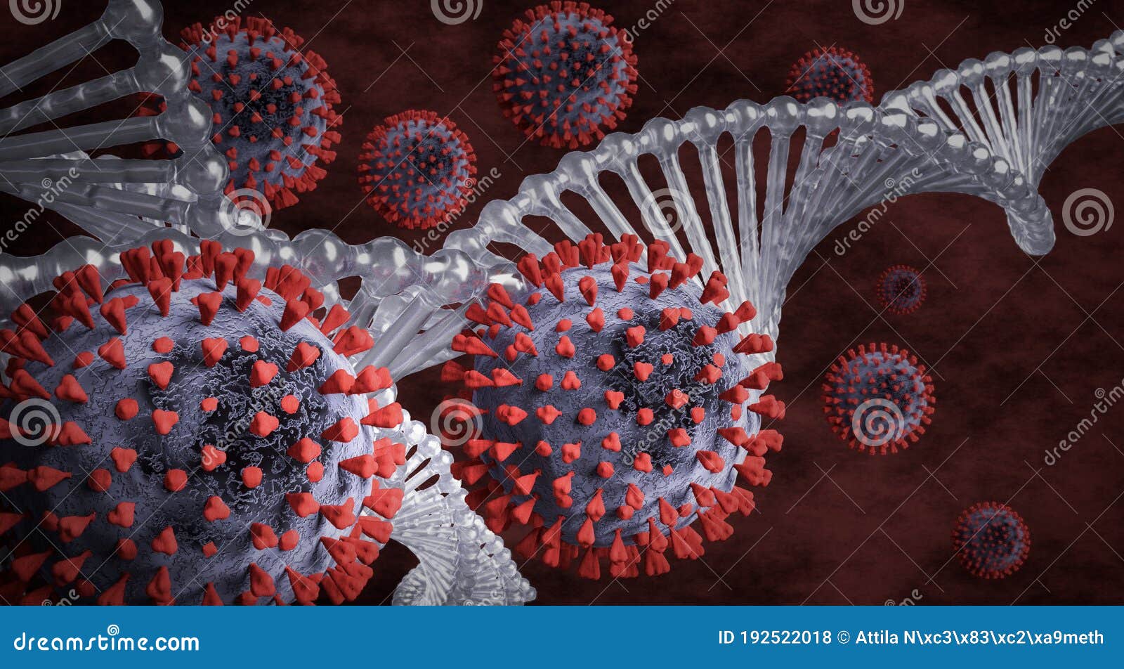 Virus and DNA Molecule. 3d Rendered Illustration. Stock Illustration ...