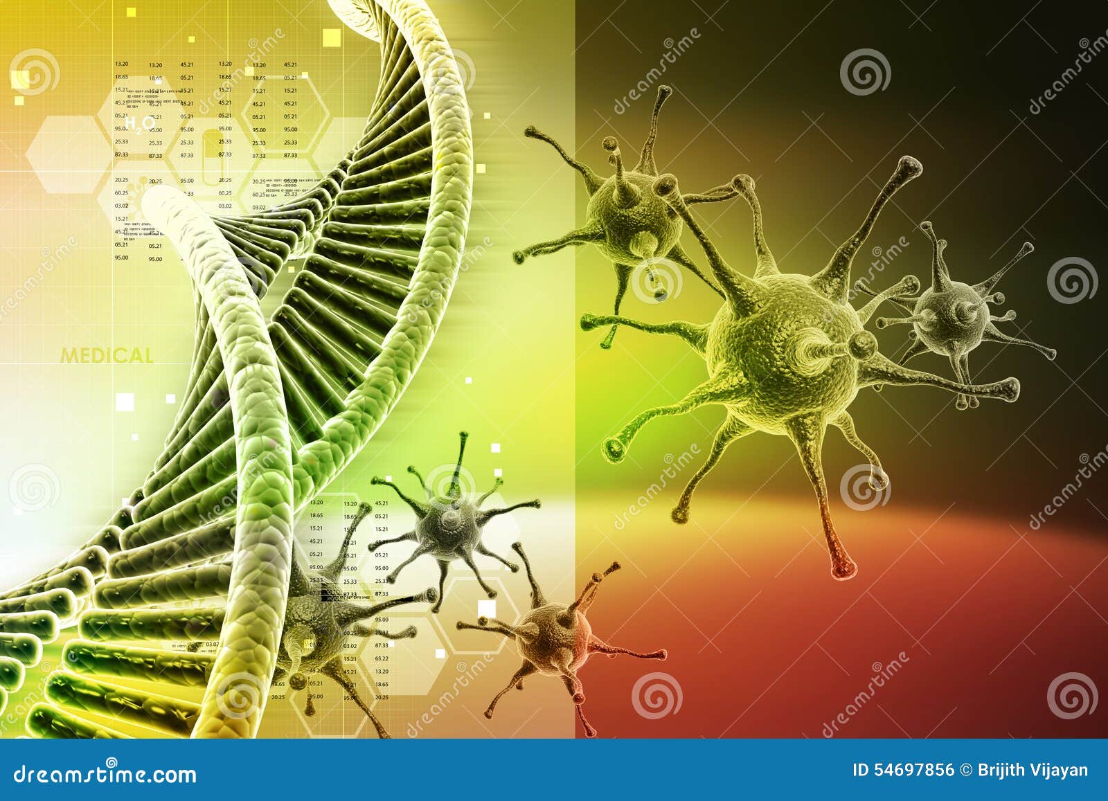 Virus with dna structure stock illustration. Illustration of ...