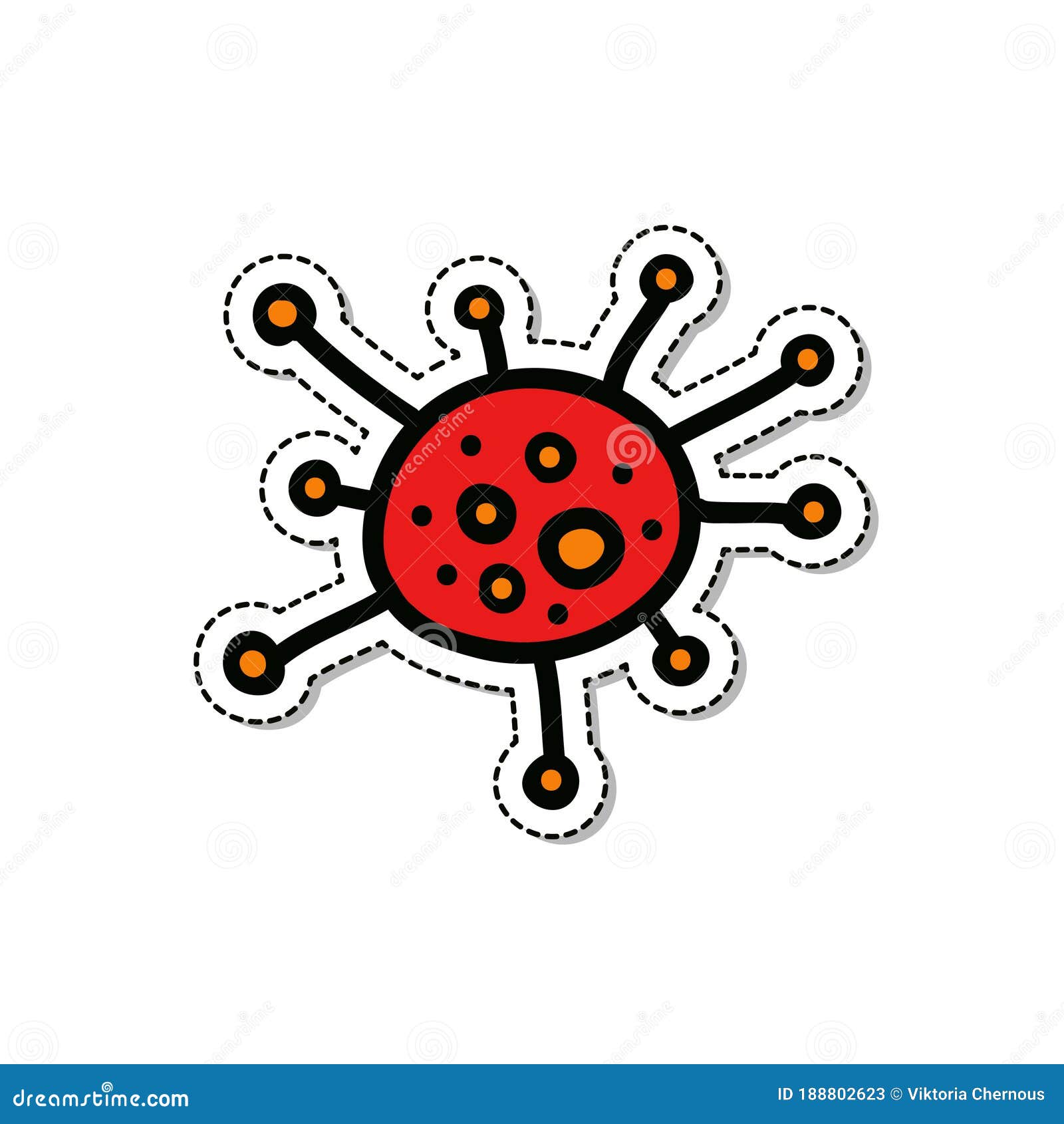Virus Doodle Icon, Vector Color Line Illustration Stock Illustration ...