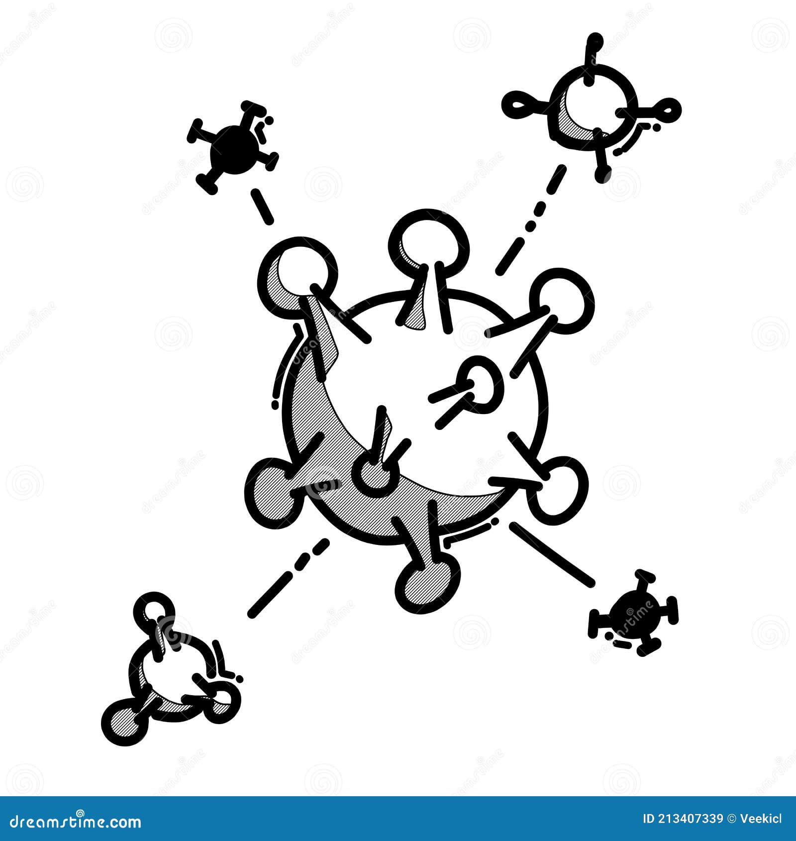 Virus Doodle Vector Icon. Drawing Sketch Illustration Hand Drawn Line ...