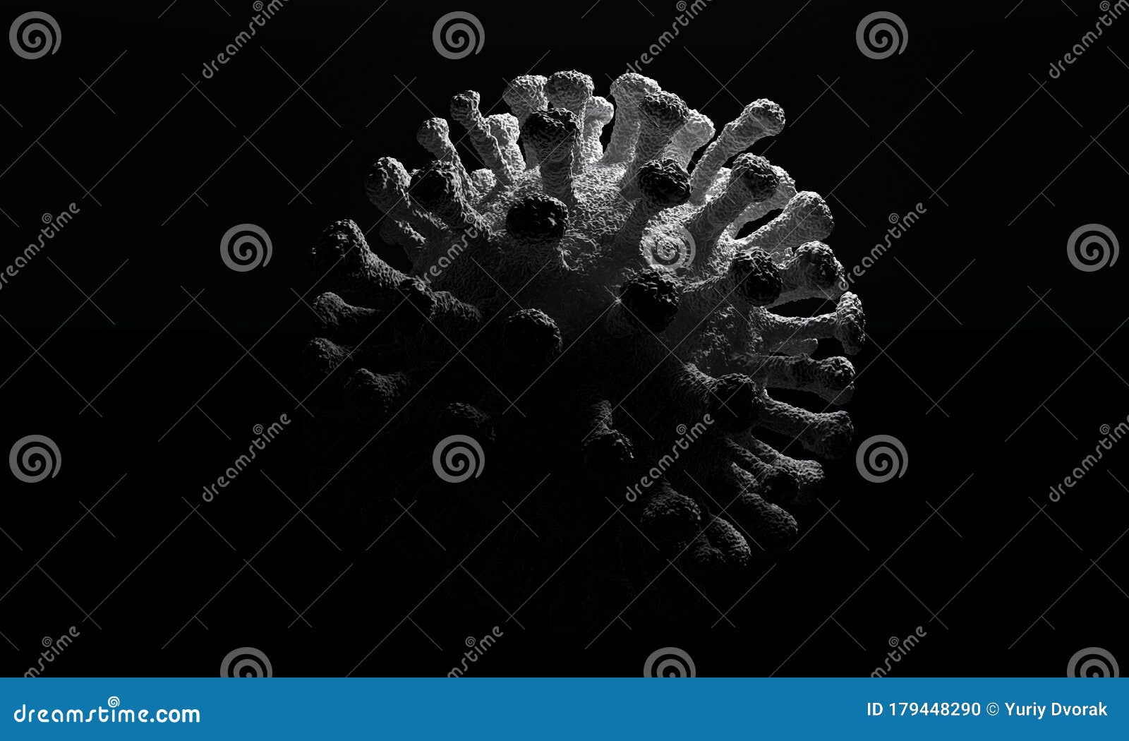Virus Dramatic Look from the Dark. Close-up of Coronavirus Cells or ...