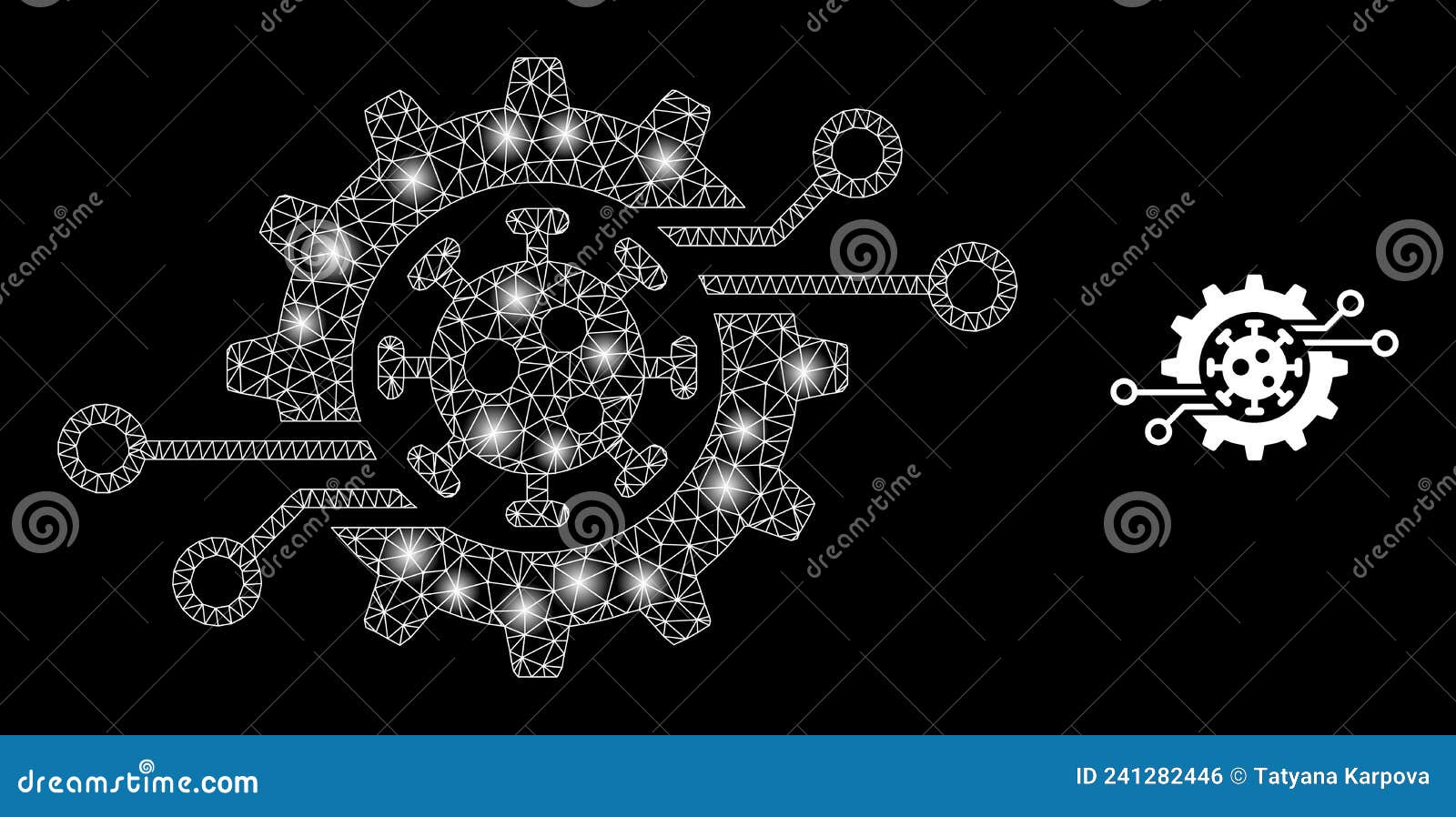 Virus Electronics Gear Icon - Wireframe Mesh with Glare Spots Stock ...