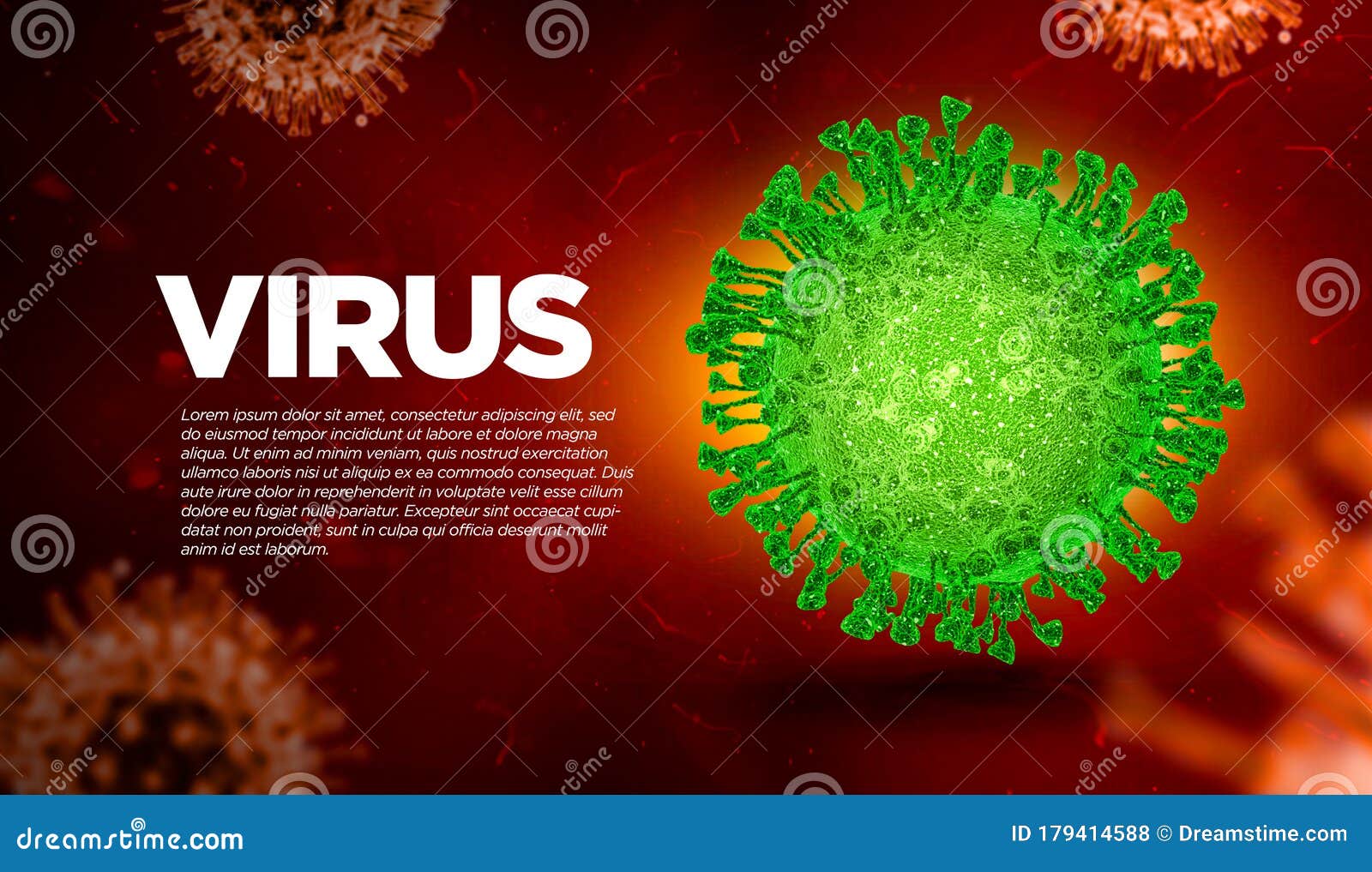 Virus.Element 3d.Vector.Illustration, Molecule in Green Color, with ...