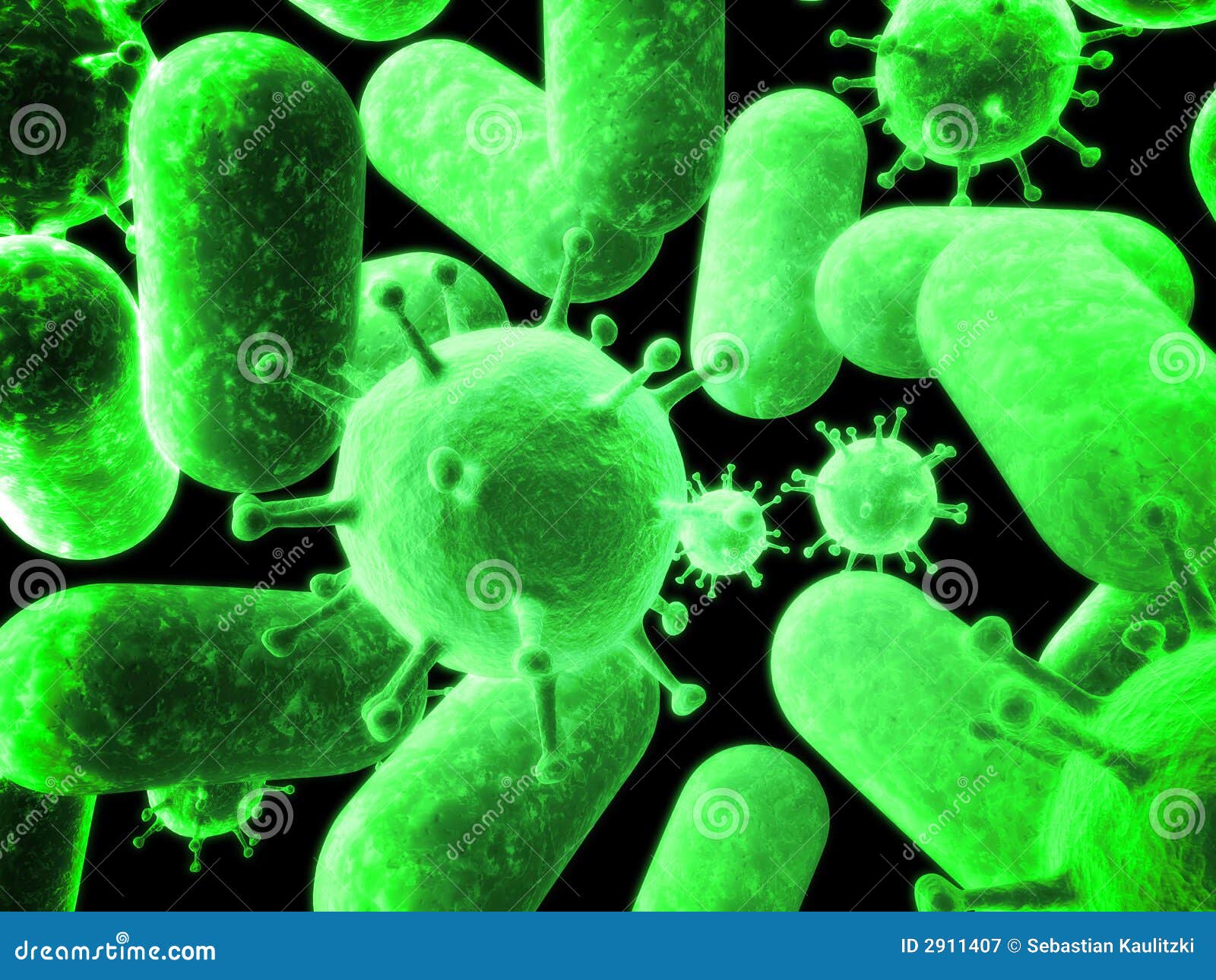 Virus en bacteriën stock illustratie. Illustration of microbiologie ...