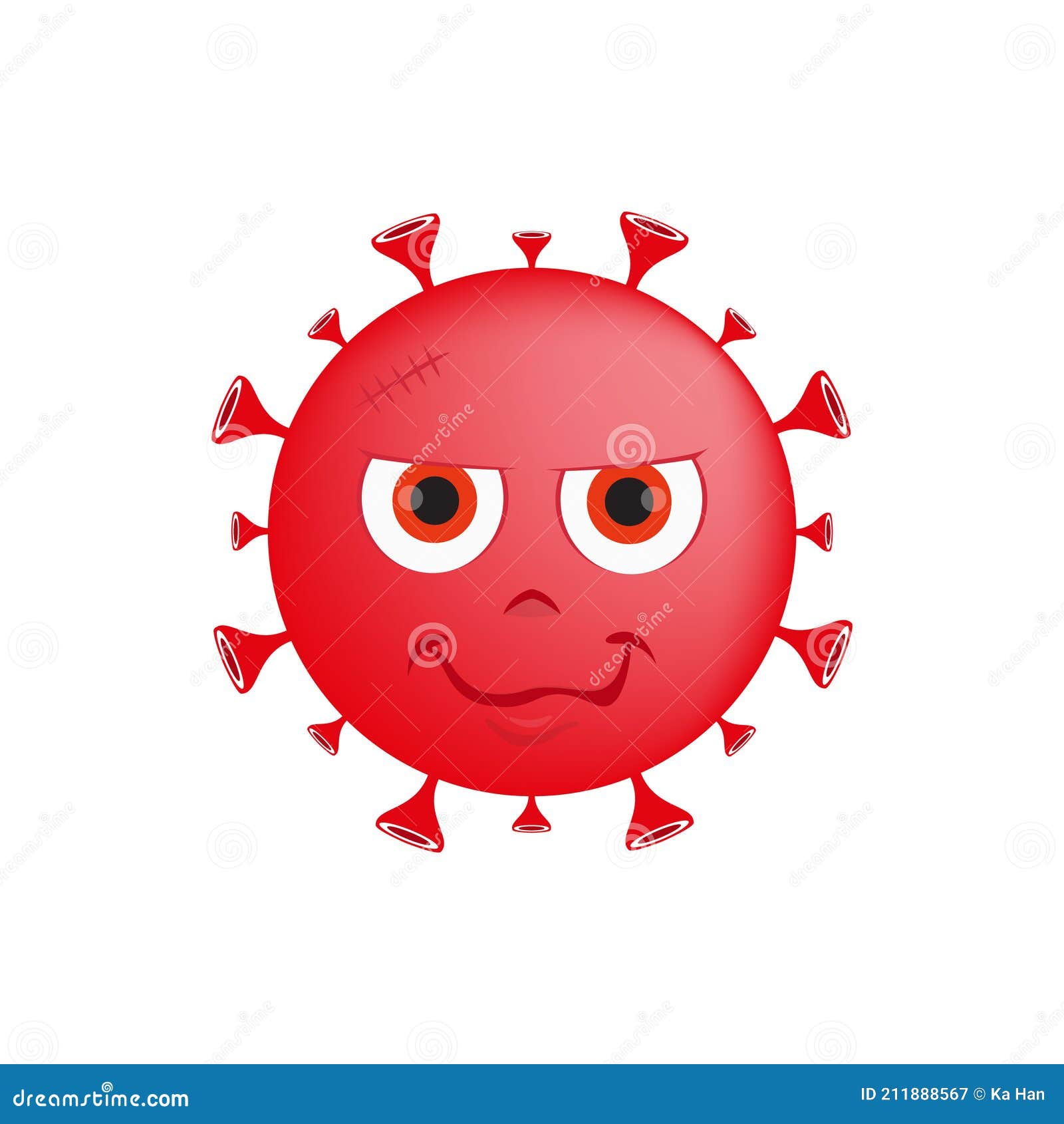 A VIrus with Frankenstein Face Expression Vector Illustration ...