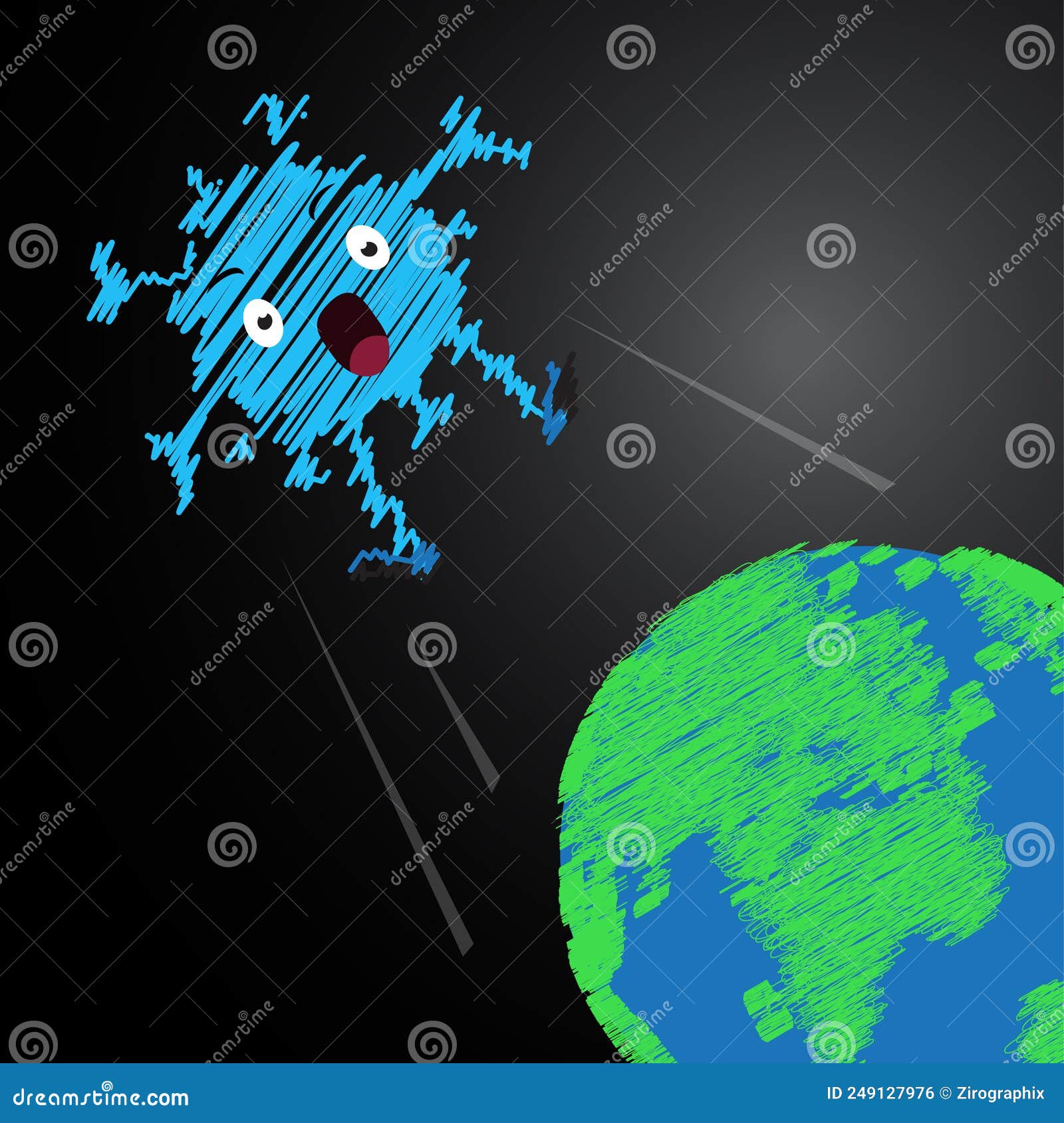 Virus and Globe Scribble Vector Art Illustration Stock Vector ...