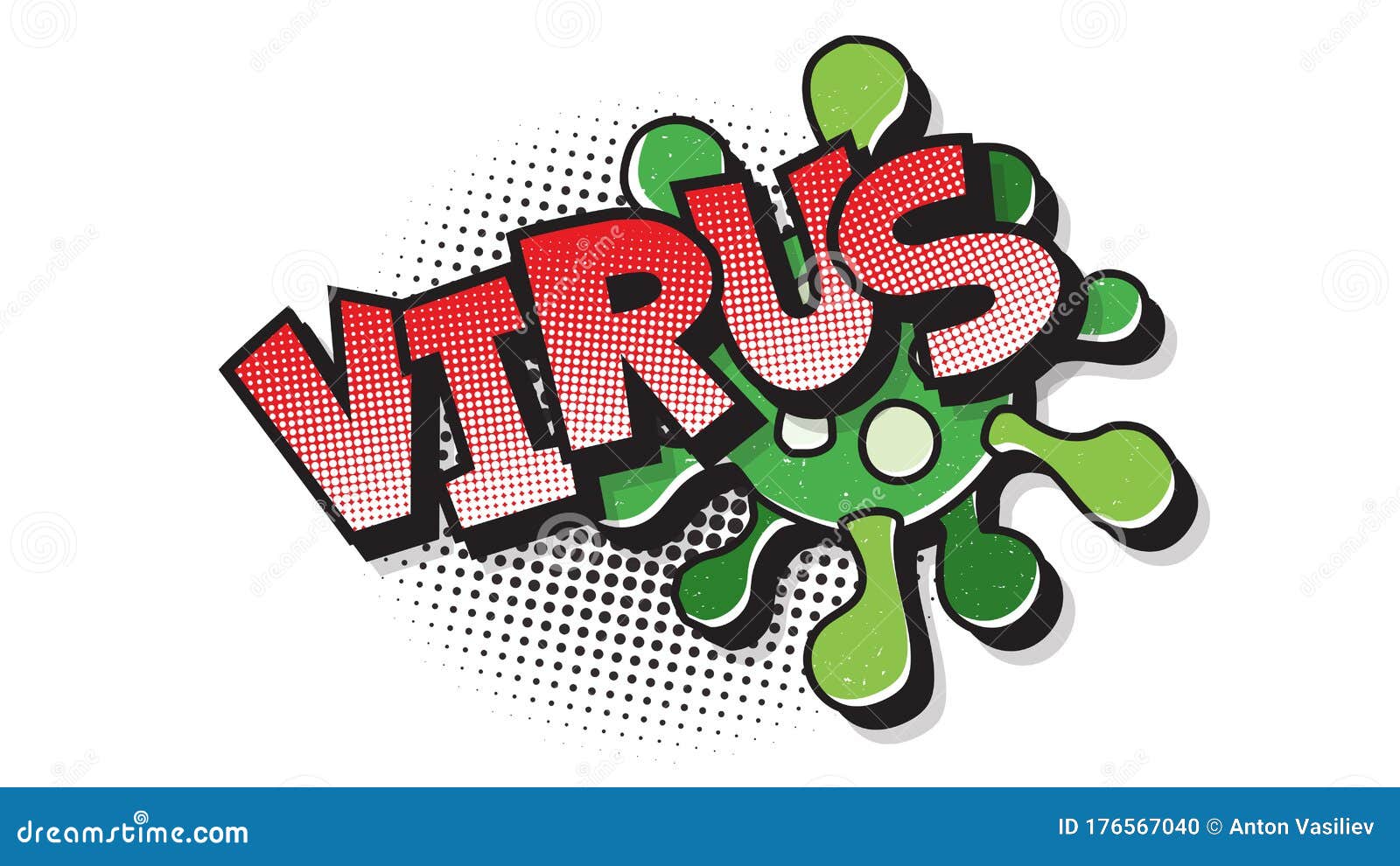 Virus, Halftone Expression Text on a Comic Viru Cell Bubble. Vector ...