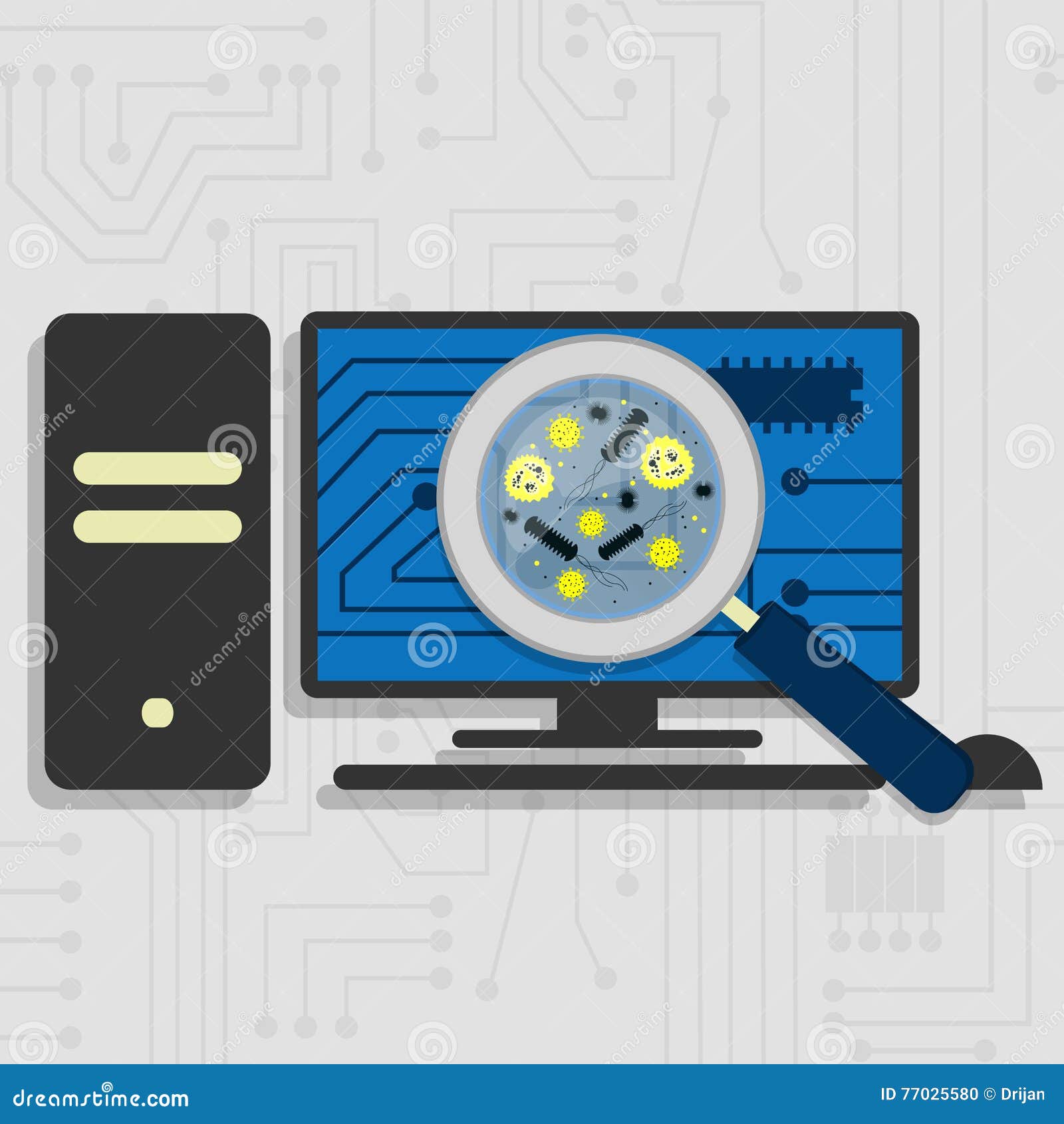 Virus on the Hardware of the Pc Stock Vector - Illustration of engine ...