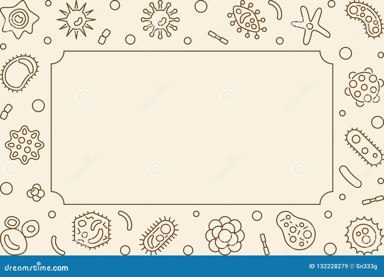 Virus Horizontal Frame. Vector Virology Line Illustration Stock Vector ...