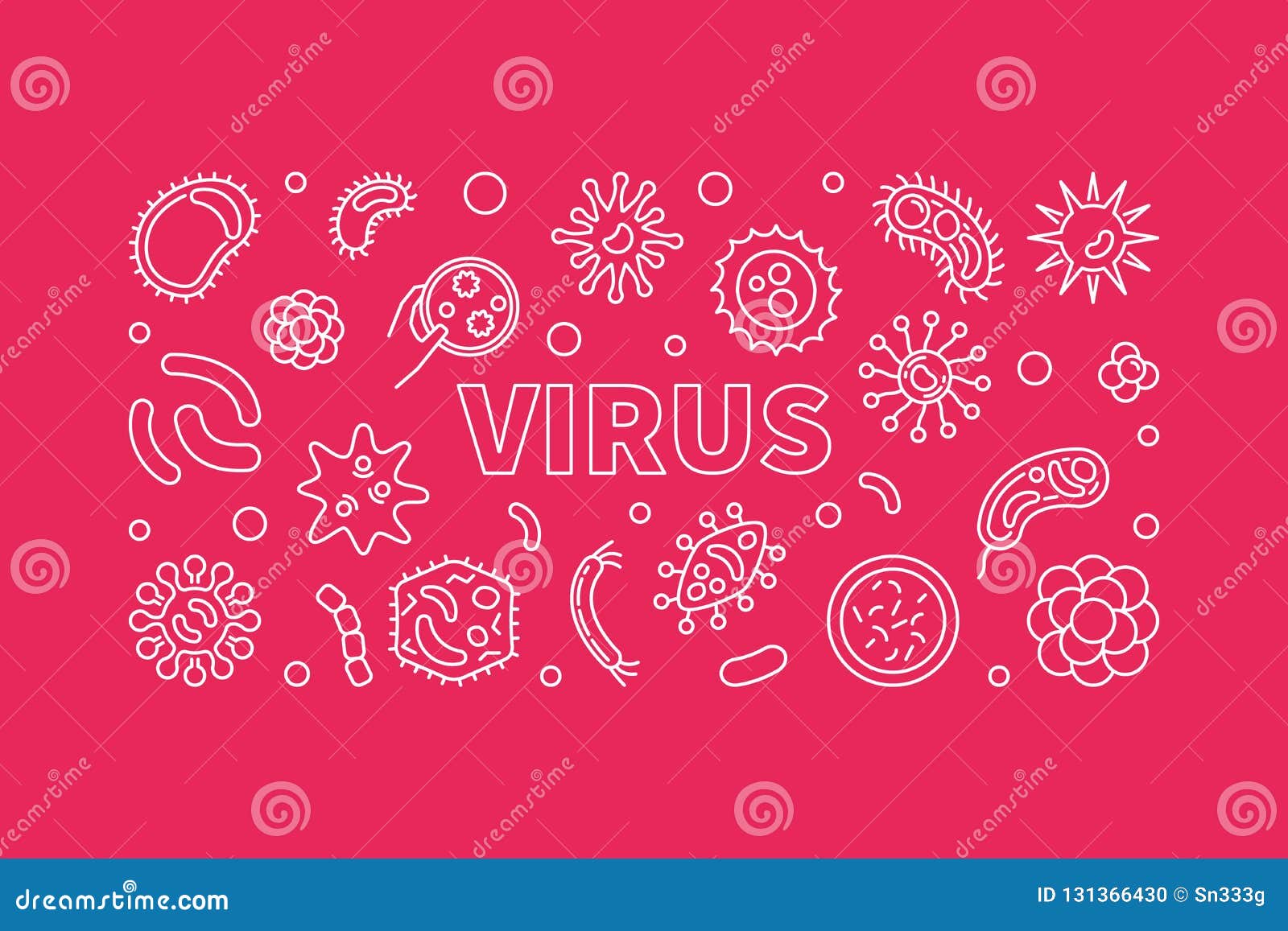 Virus Horizontal Outline Banner. Vector Red Concept Illustration Stock ...