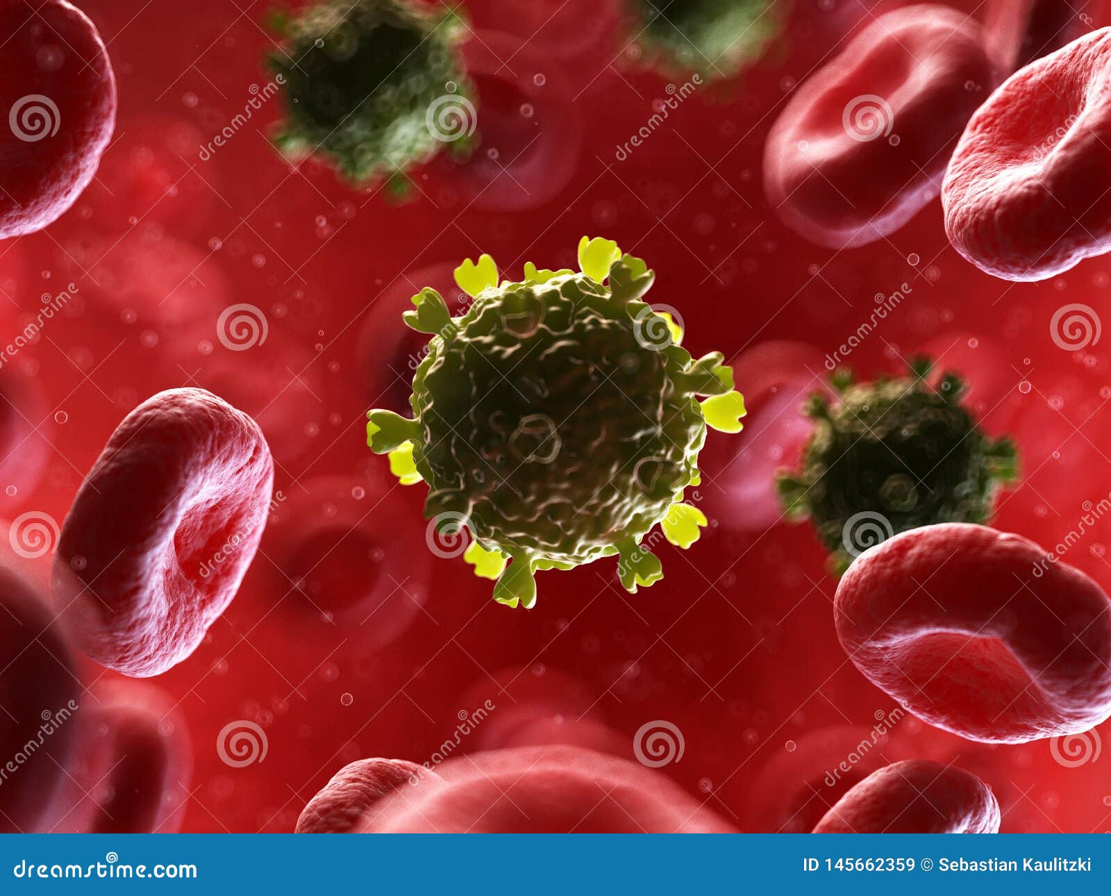 A virus in the human blood stock illustration. Illustration of biology ...