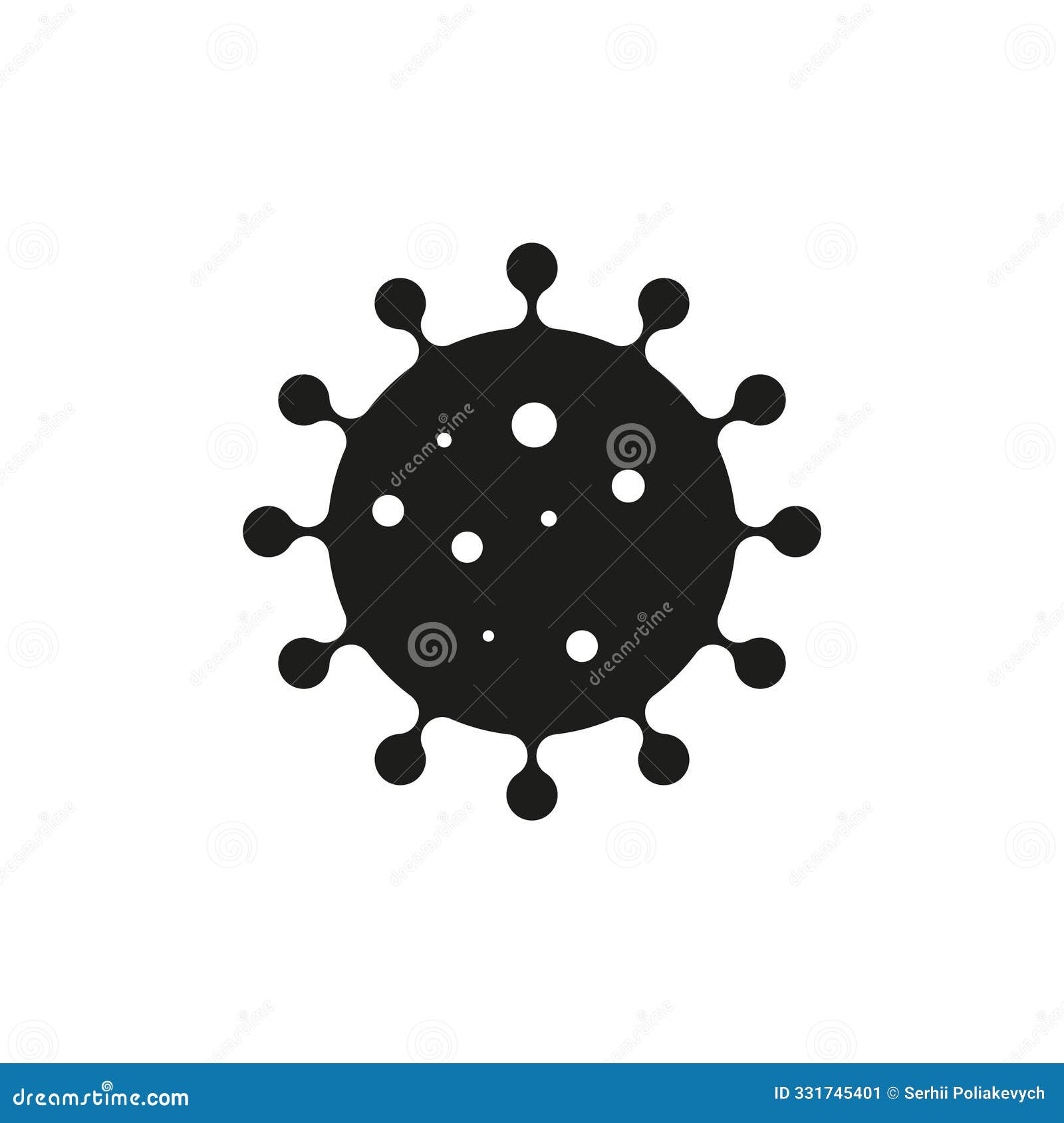 Virus Icon. Black and White Vector Illustration. Microbial Infection ...