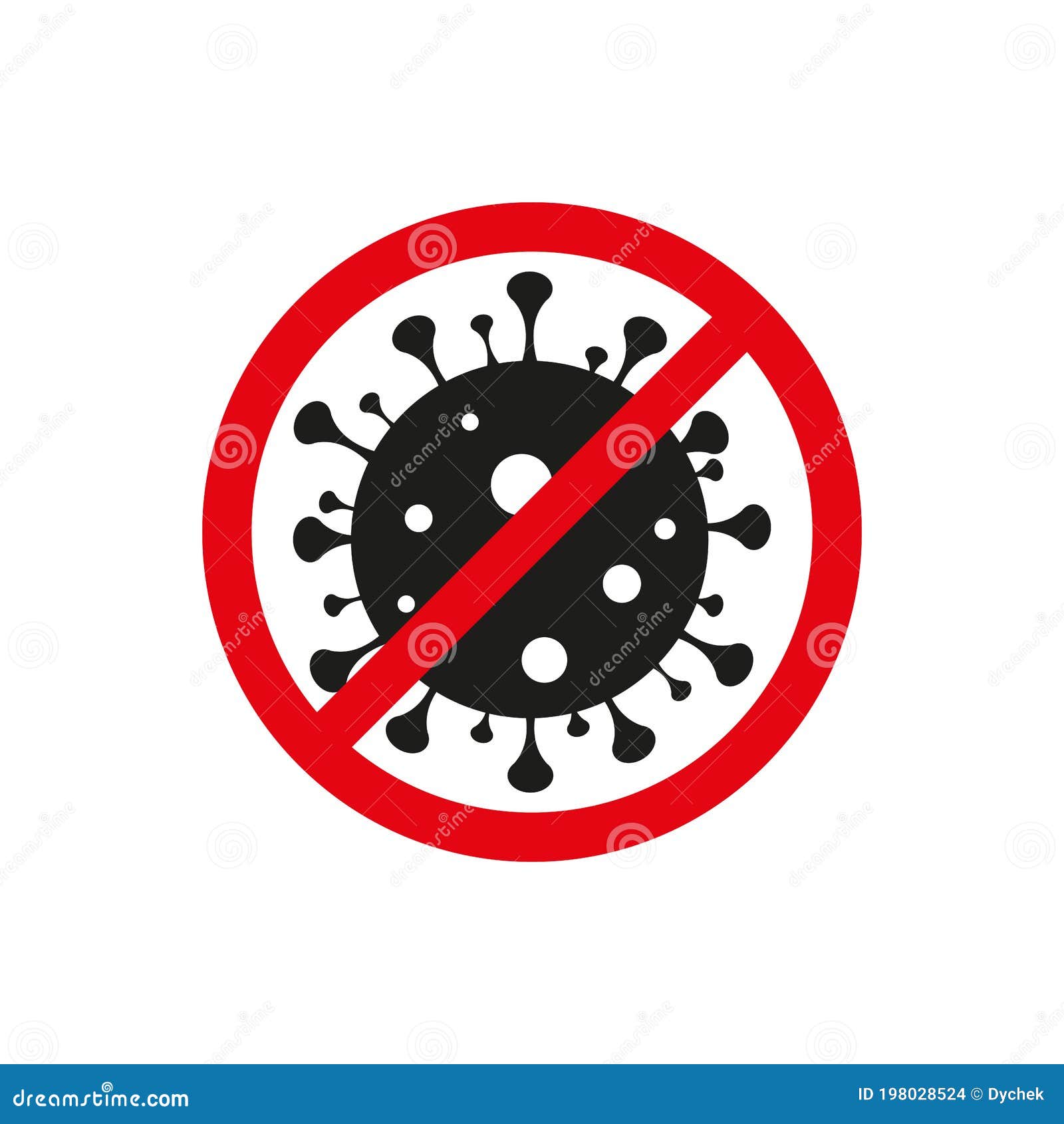 Virus Icon in a Crossed-out Red Circle. Simple Vector Illustration on a ...