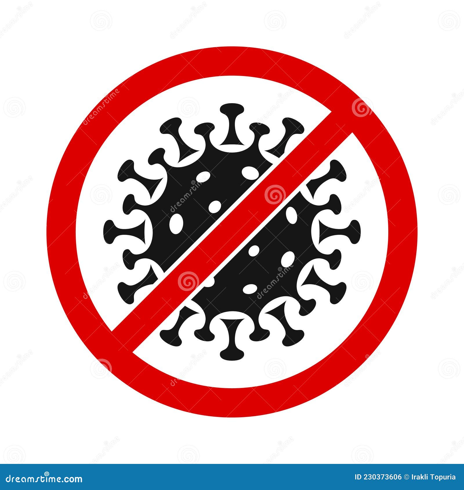 Virus Icon Crossed Out with Stop Sign. Stock Vector - Illustration of ...