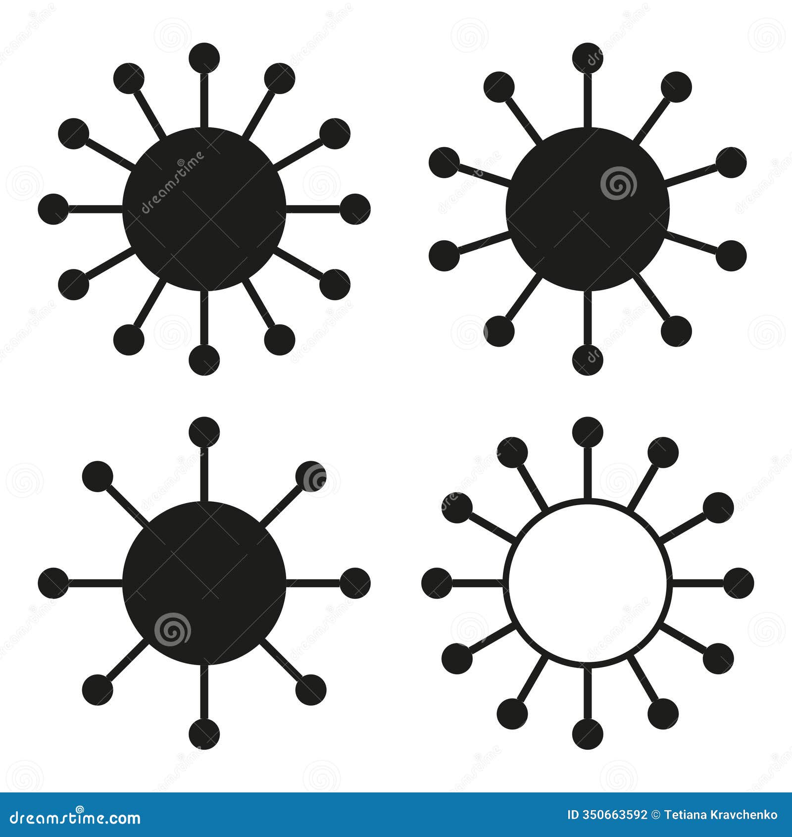 Virus Icon Set. Circular Shape Designs. Vector Biological Symbols ...