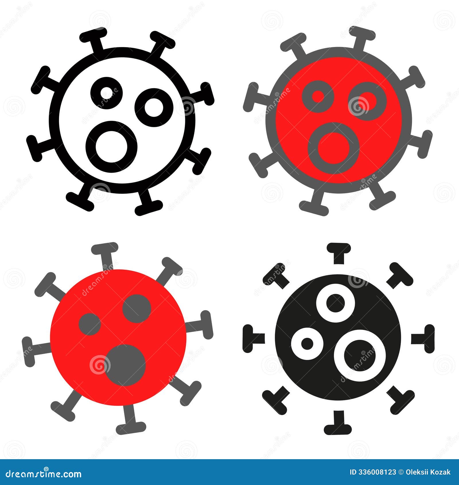 Virus Icon. Viruses and Bacteria Set of Different Icons Stock Vector ...