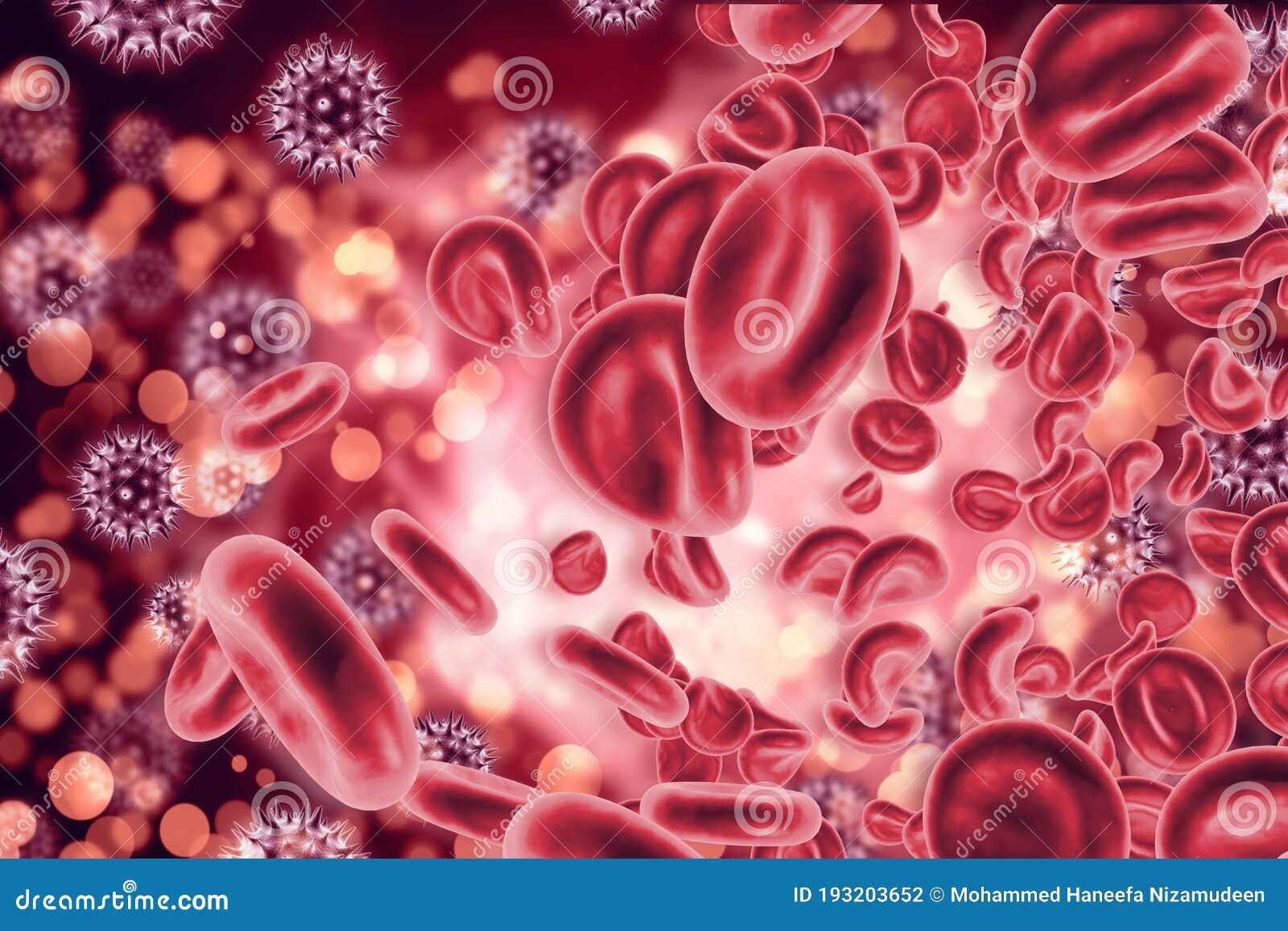 Virus infected blood cells stock illustration. Illustration of cells3d ...