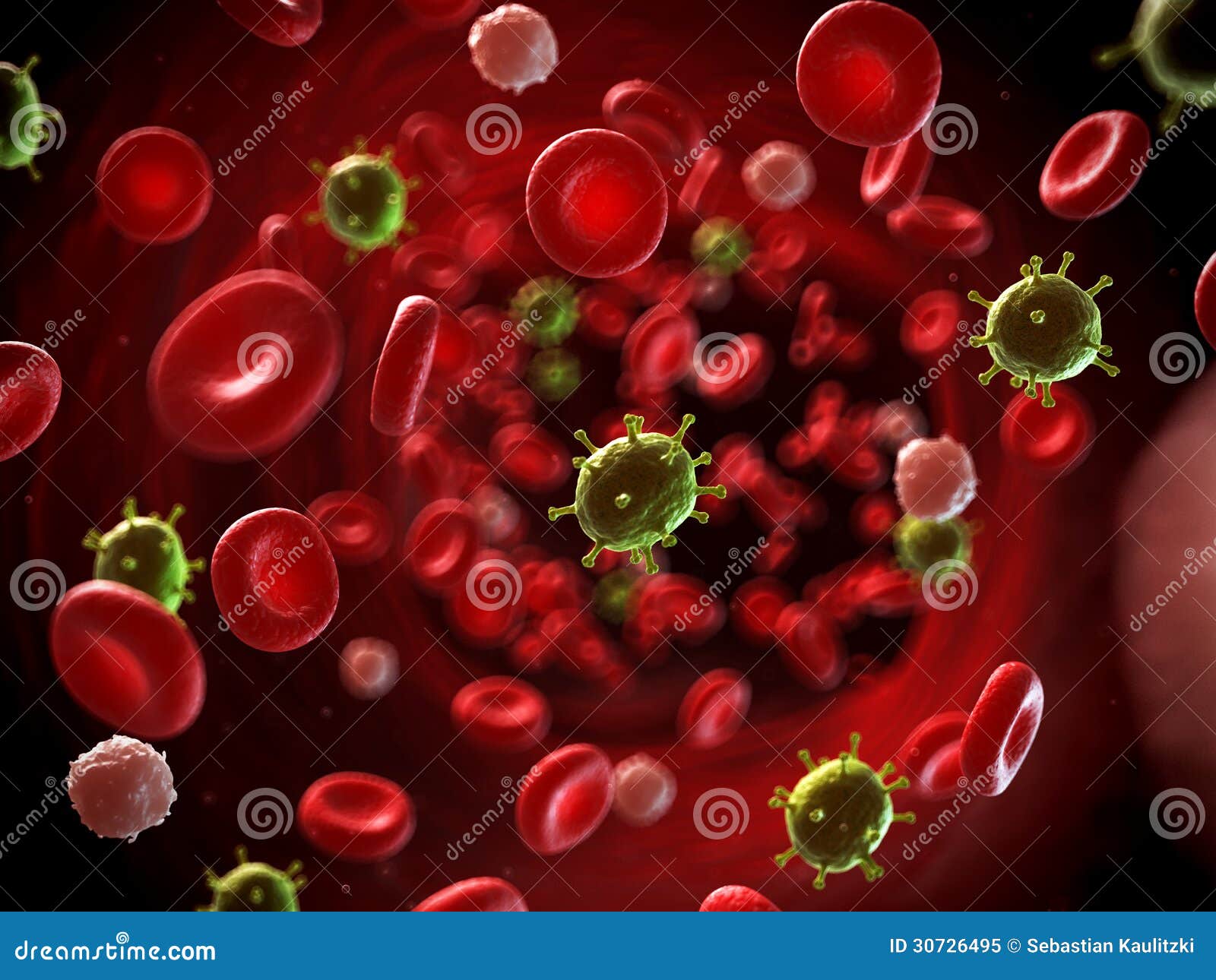 Virus infecting the blood stock illustration. Illustration of ...