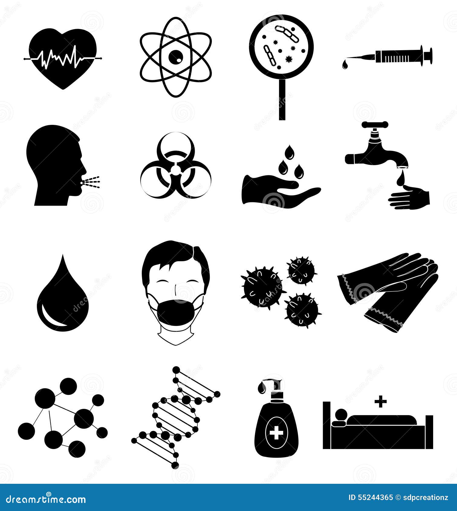 Virus infection icons set stock vector. Illustration of medicine - 55244365