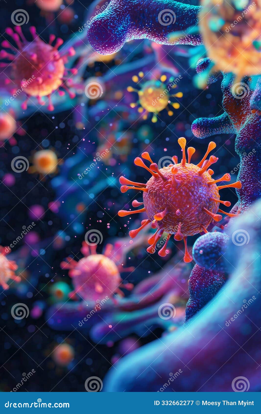 Virus Infection in Plasma with Detailed 3D Microscope Illustration ...