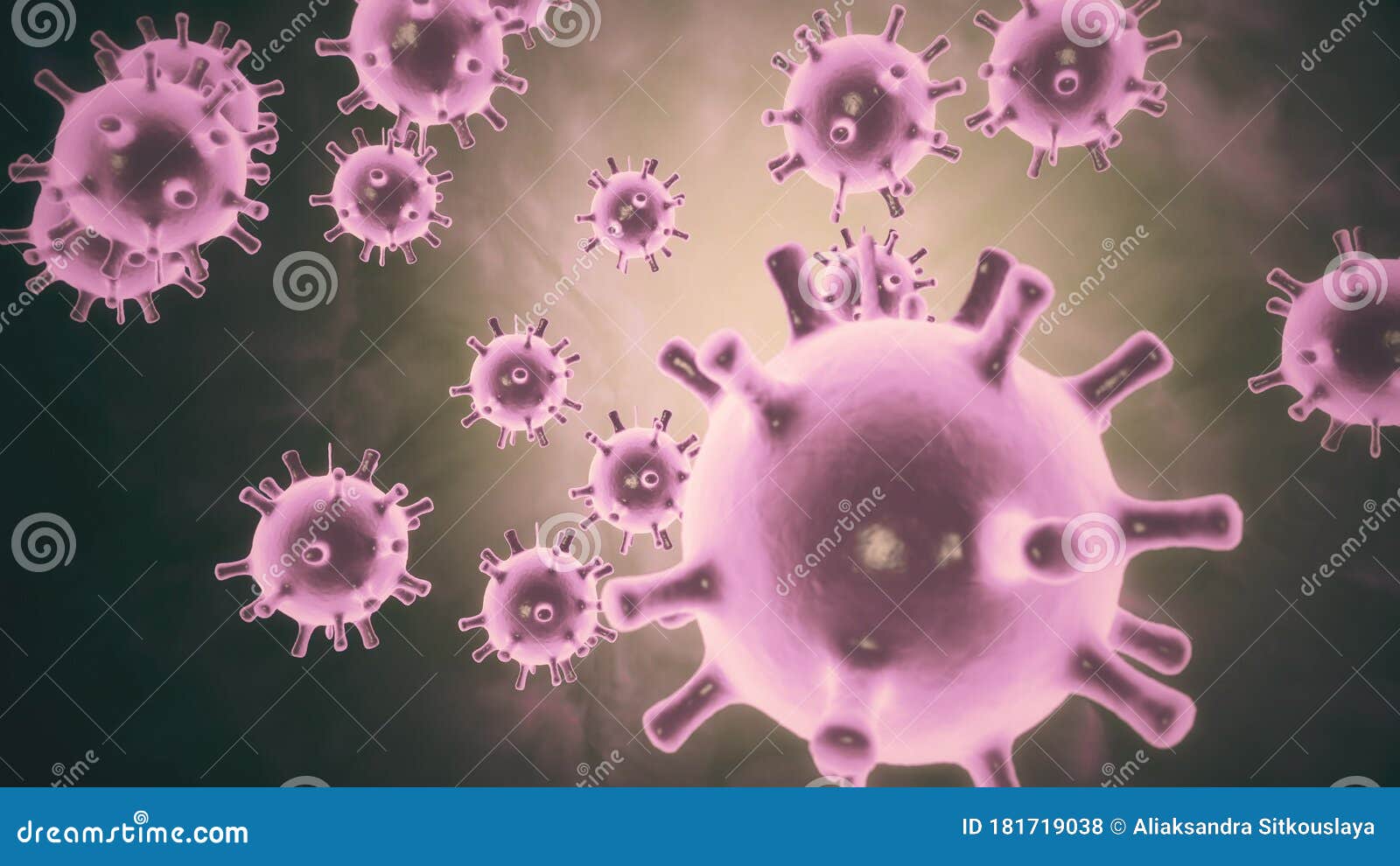 Virus Infection Visualization. Coronavirus 2019-nCoV Pathogen Cells ...