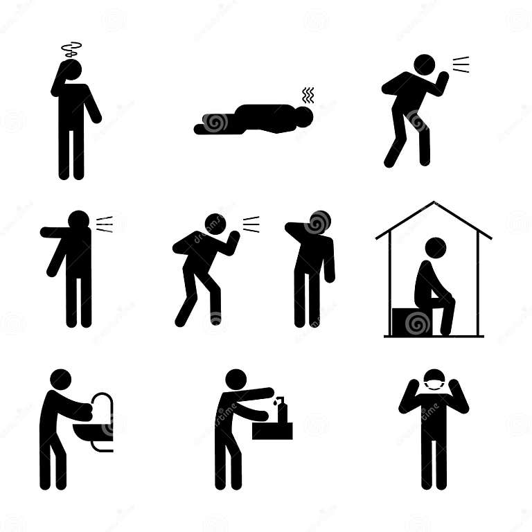 Virus Infections Stickman Vector Icon Bundle Stock Vector ...