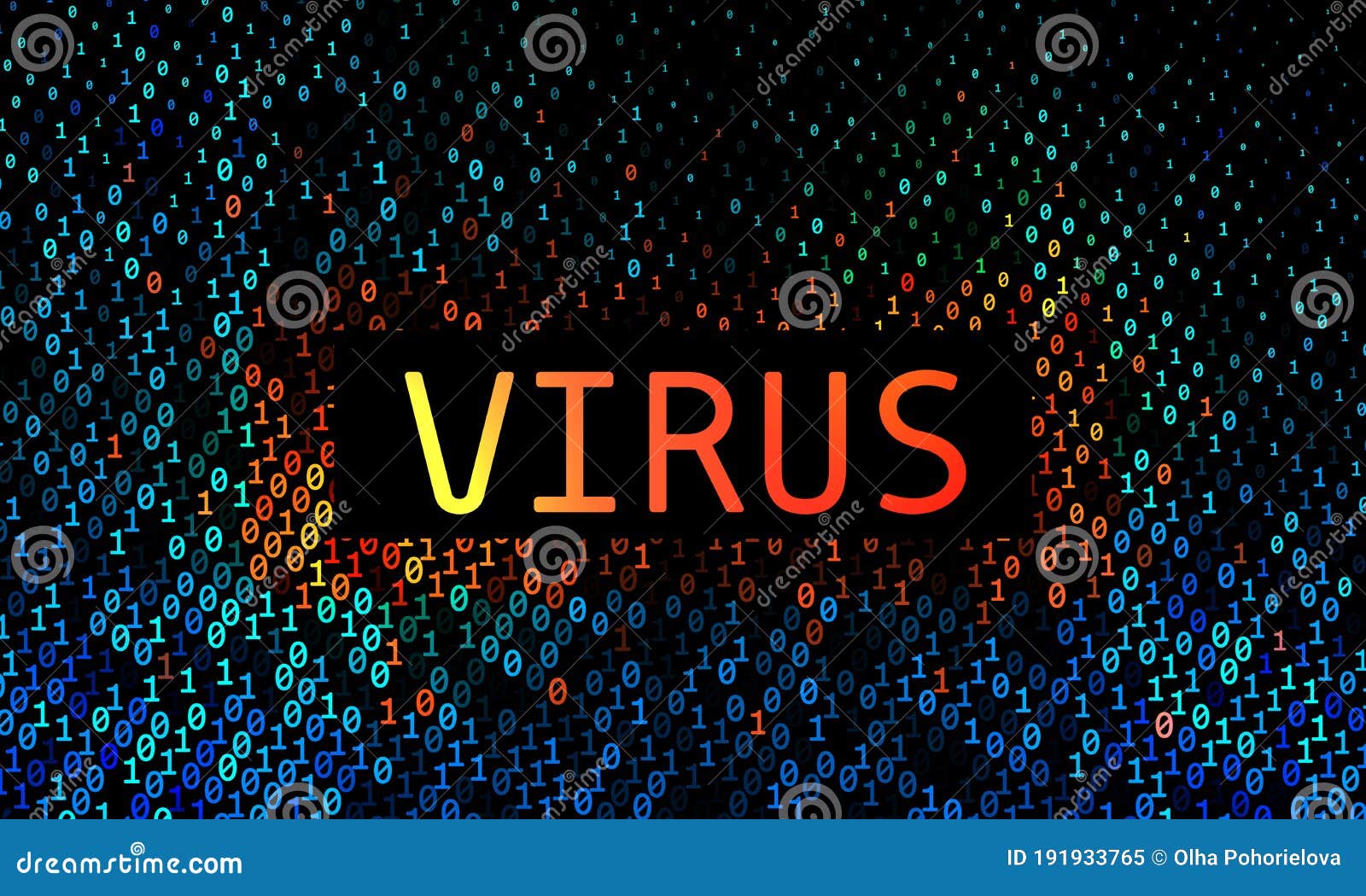 Virus Inscription on the Background of a Computer Screen. Techno ...