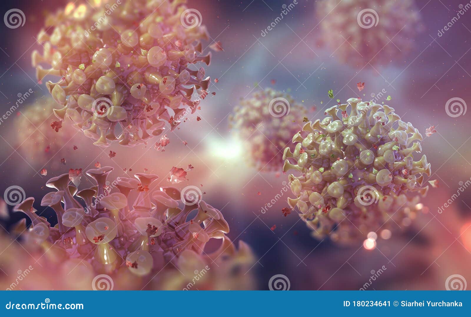 Virus Inside Cell. Replication and Mutation of Viruses. Macro 3D ...