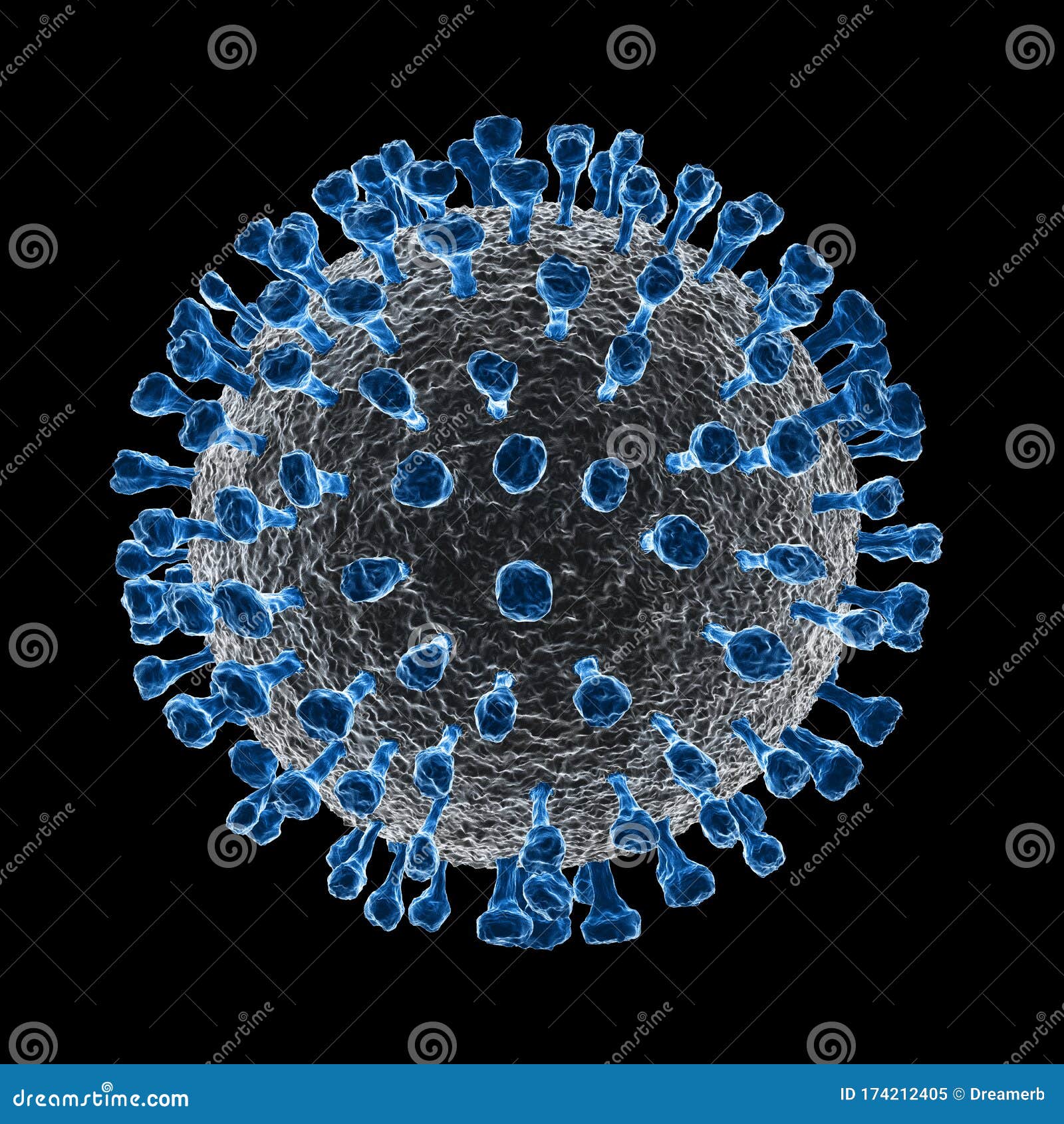 Virus Isolated on Black Background. Blue Color Stock Illustration ...