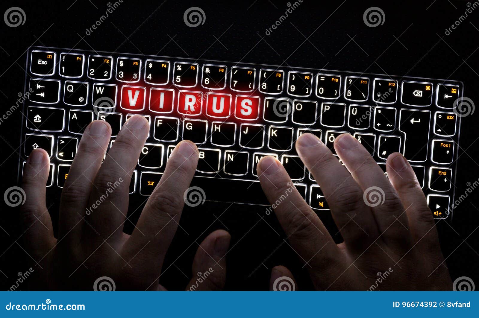 Virus Keyboard is Operated by Hacker Stock Photo - Image of hacker ...