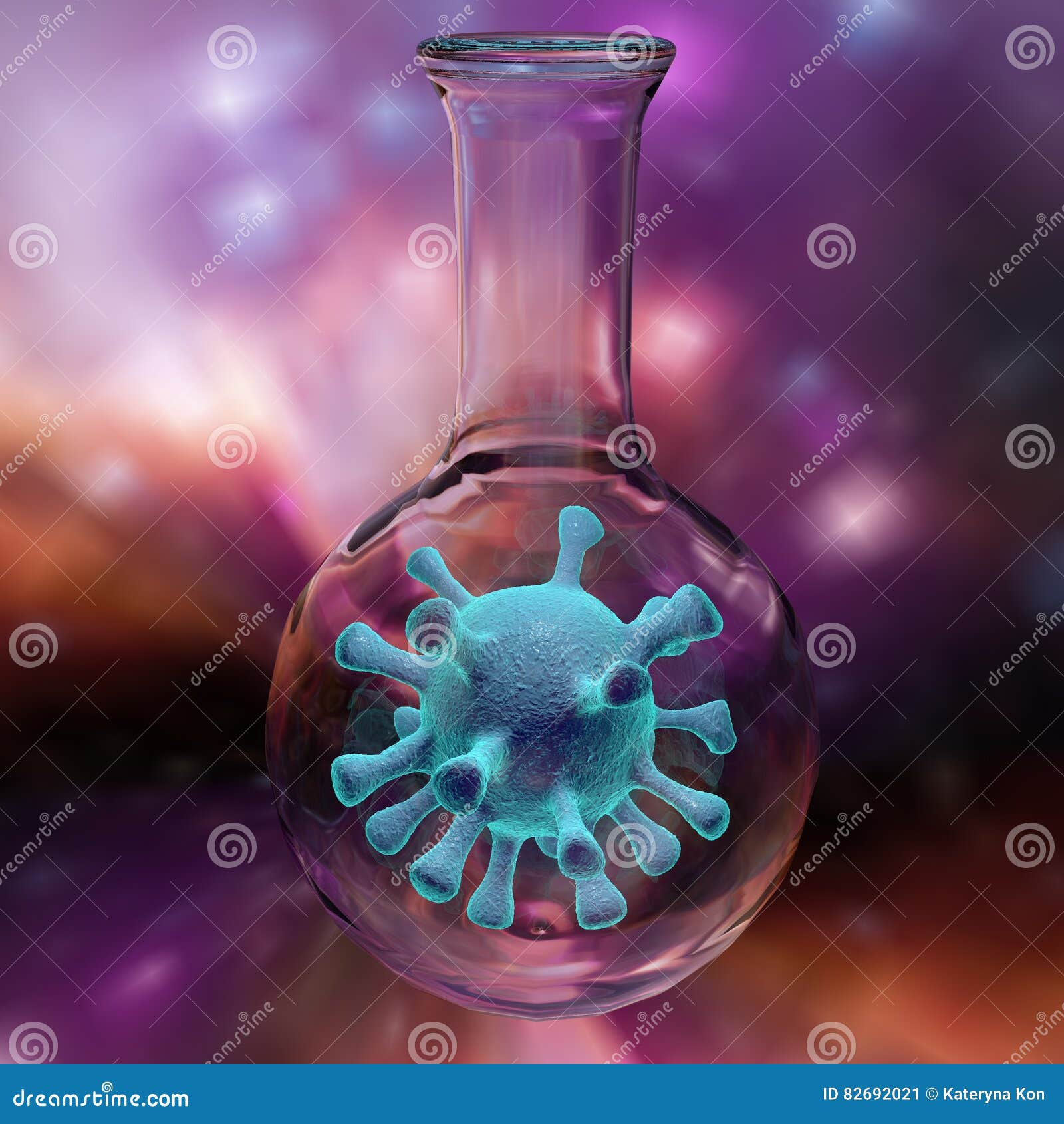 Virus in a Laboratory Flask Stock Illustration - Illustration of ...