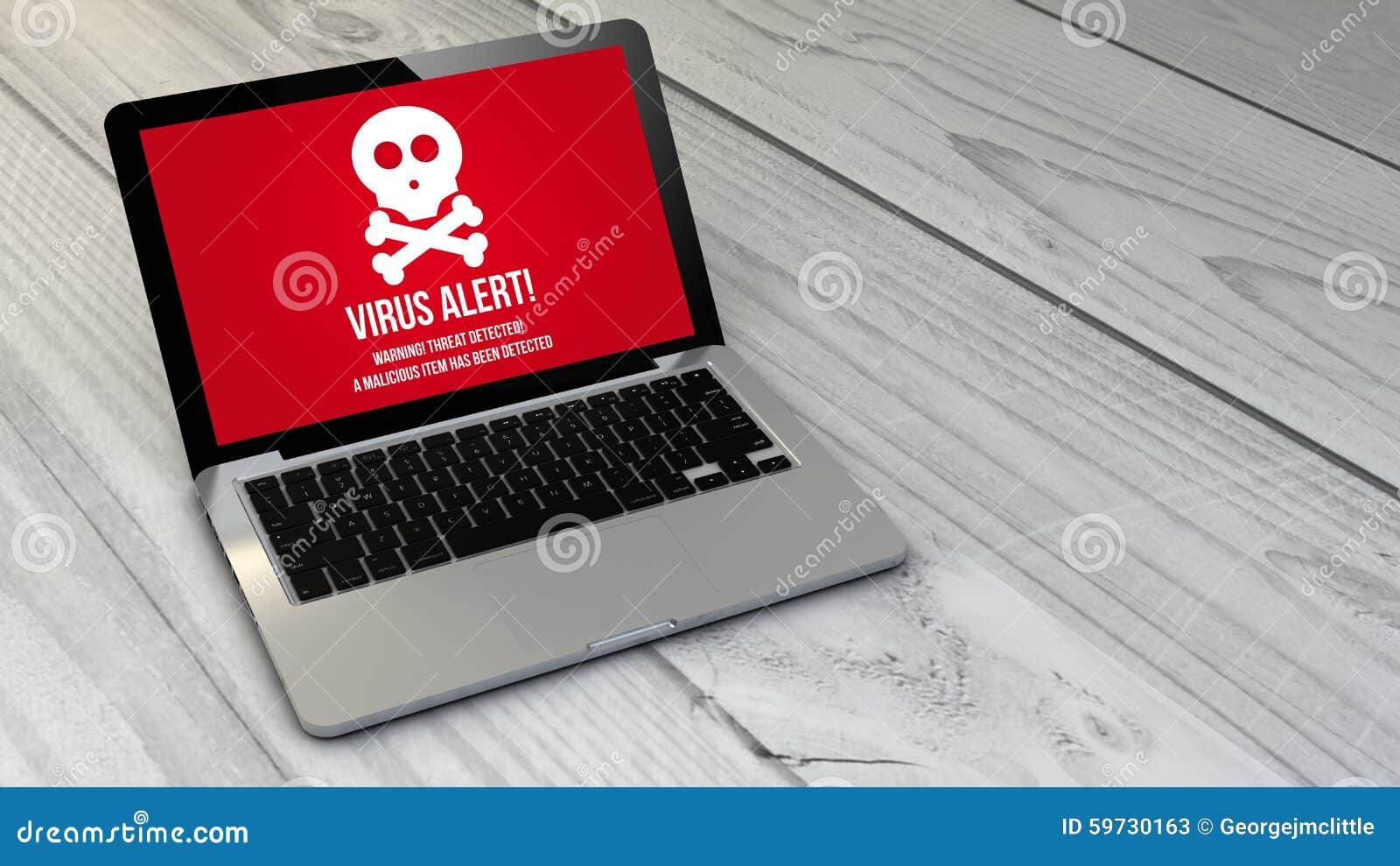 Virus Laptop Over Wooden Tablet Stock Illustration - Illustration of ...