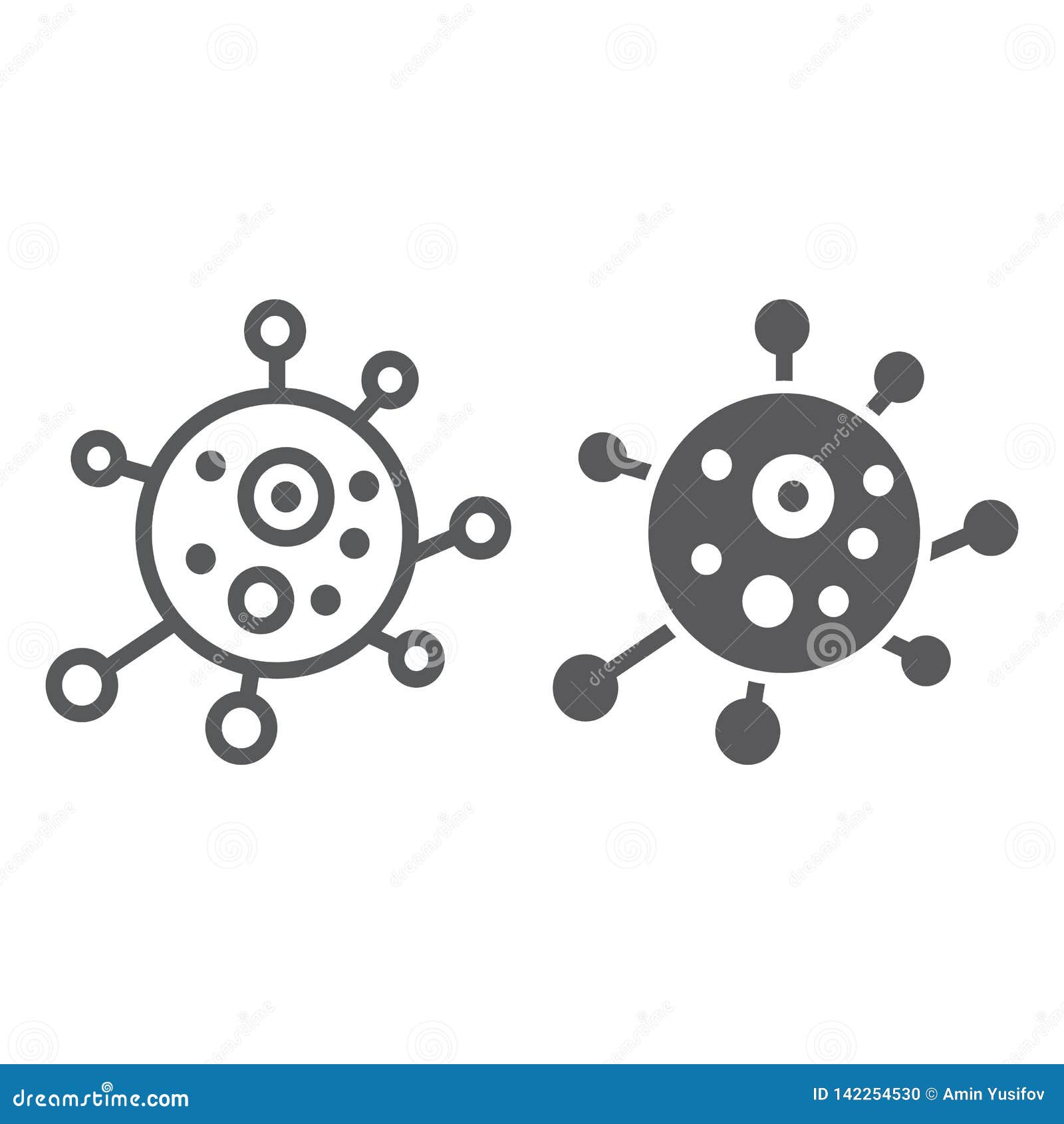 Virus Line and Glyph Icon, Bacterium and Biology, Microbe Sign, Vector ...