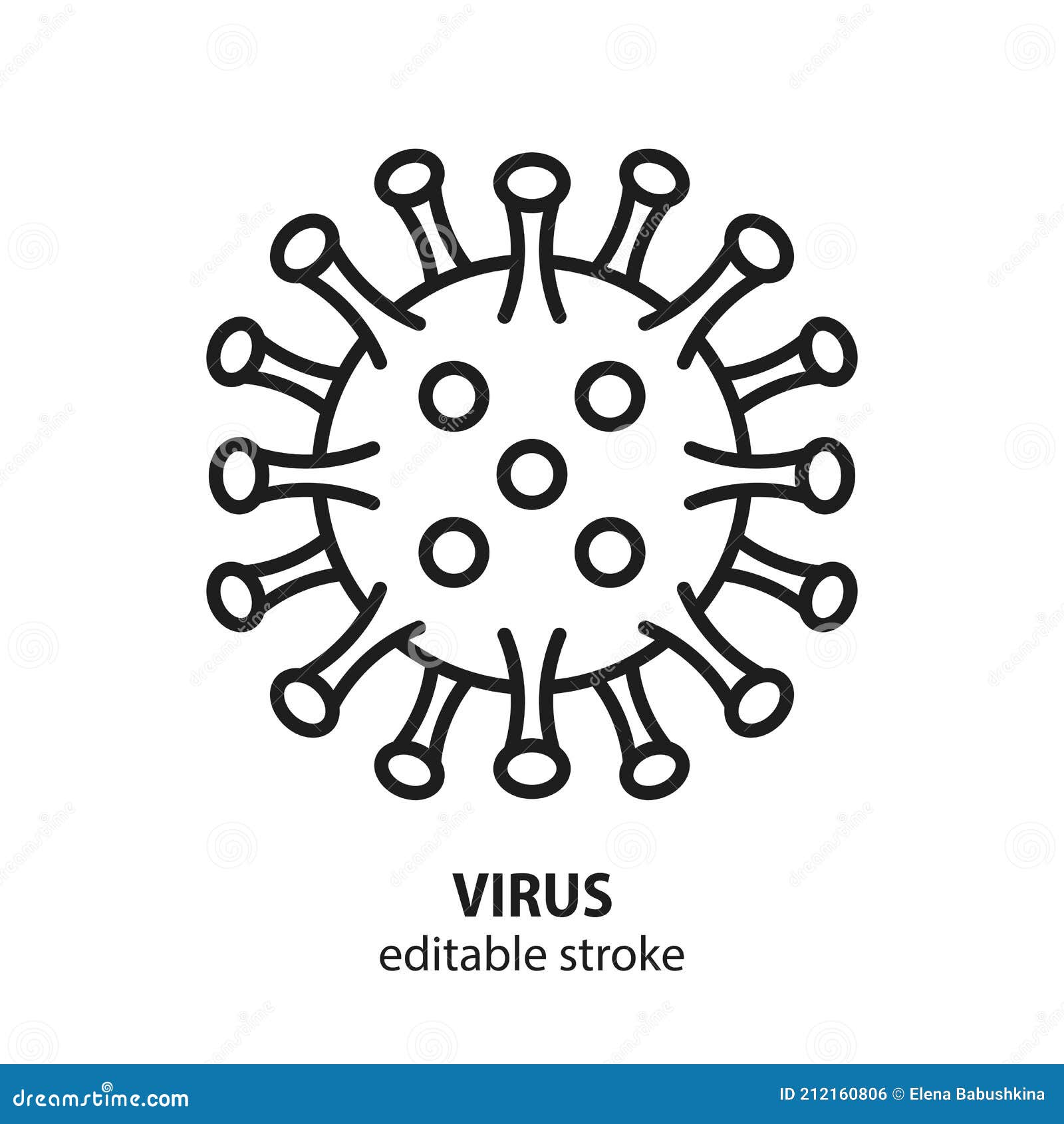 Virus Line Icon. Bacteria Vector Illustration. Editable Stroke Stock ...