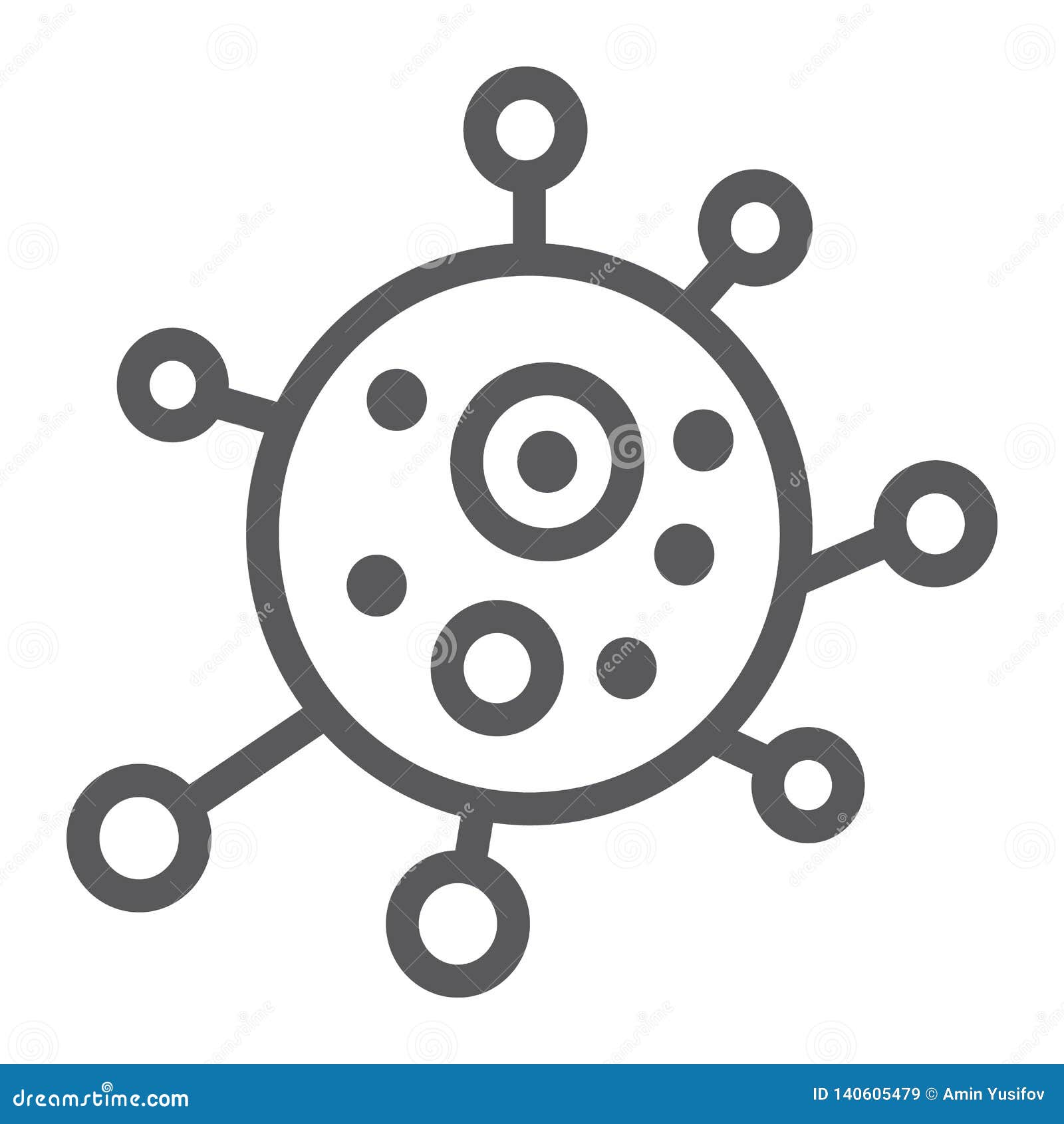 Virus Line Icon, Bacterium and Biology, Microbe Sign, Vector Graphics ...