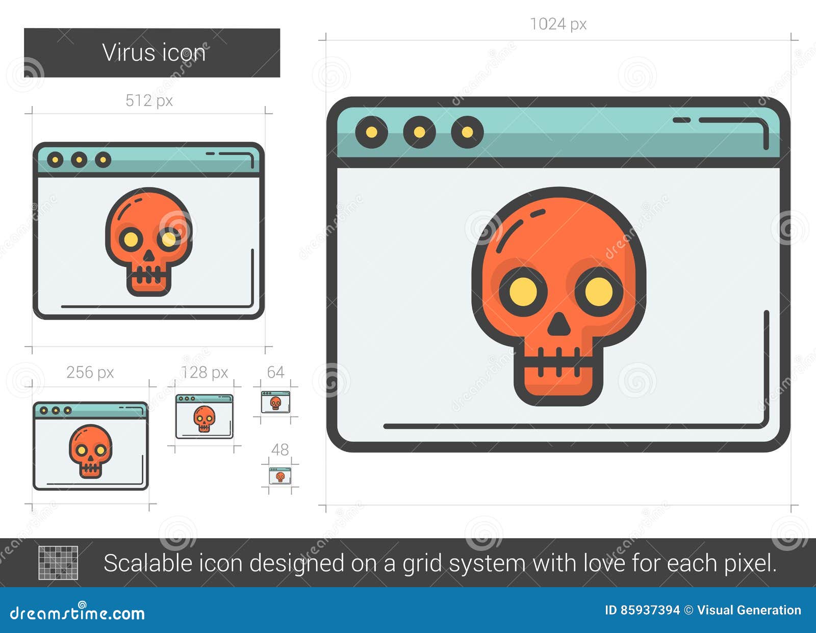 Virus line icon. stock vector. Illustration of draw, computer - 85937394