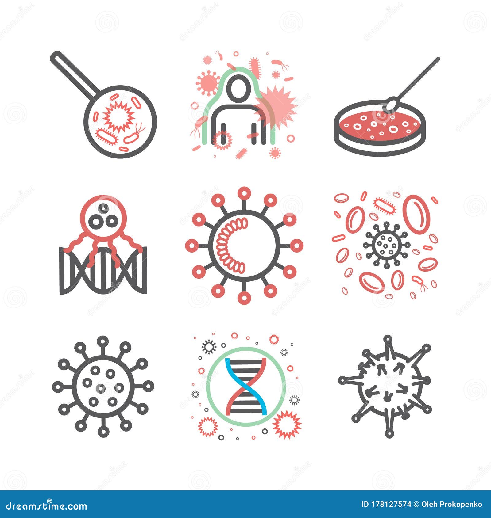 Virus Line Icons. Vector Signs for Web Graphics. Stock Vector ...